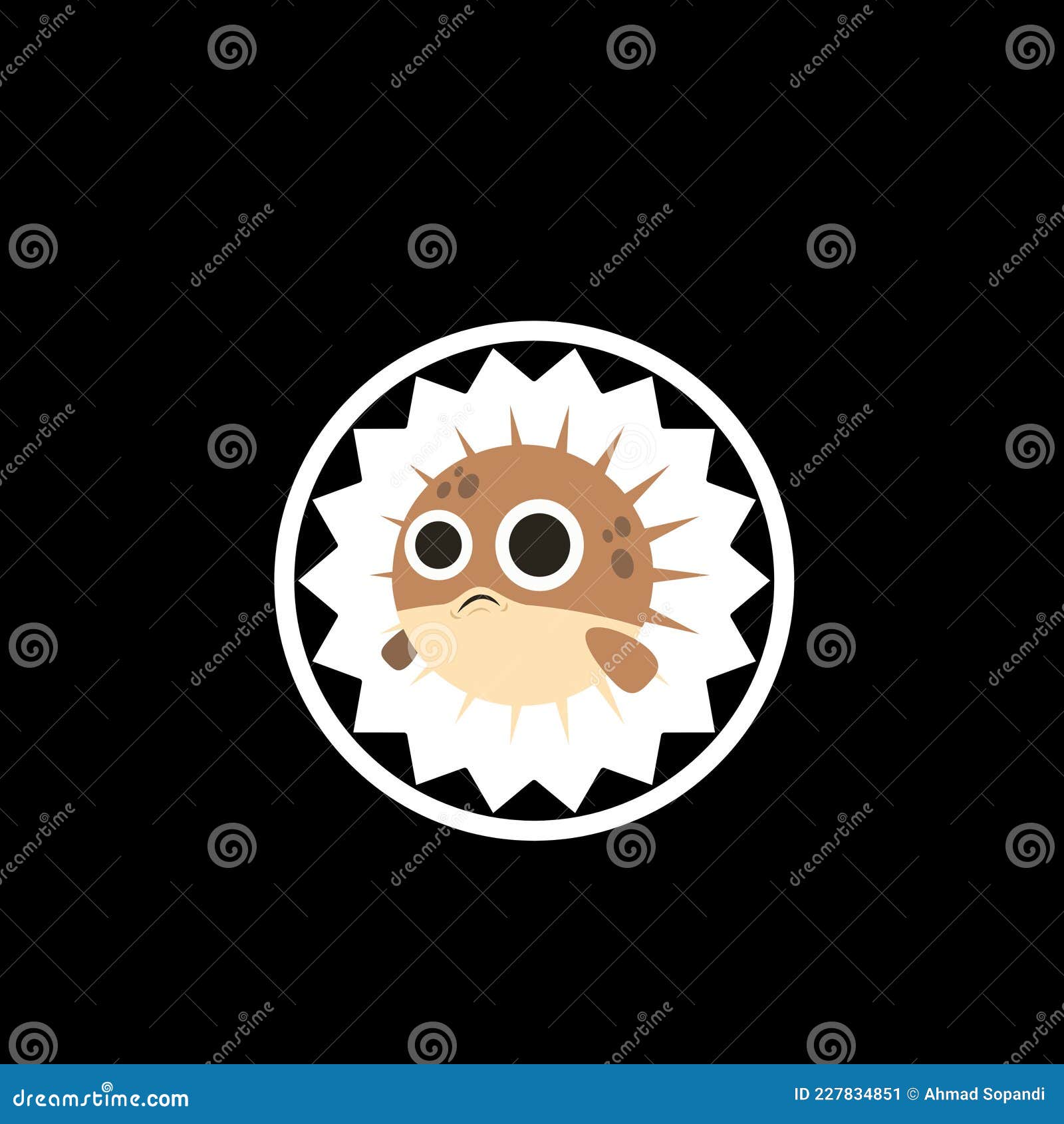 Puffer Fish Circle Icon Sign Logo. Stock Illustration - Illustration of ...