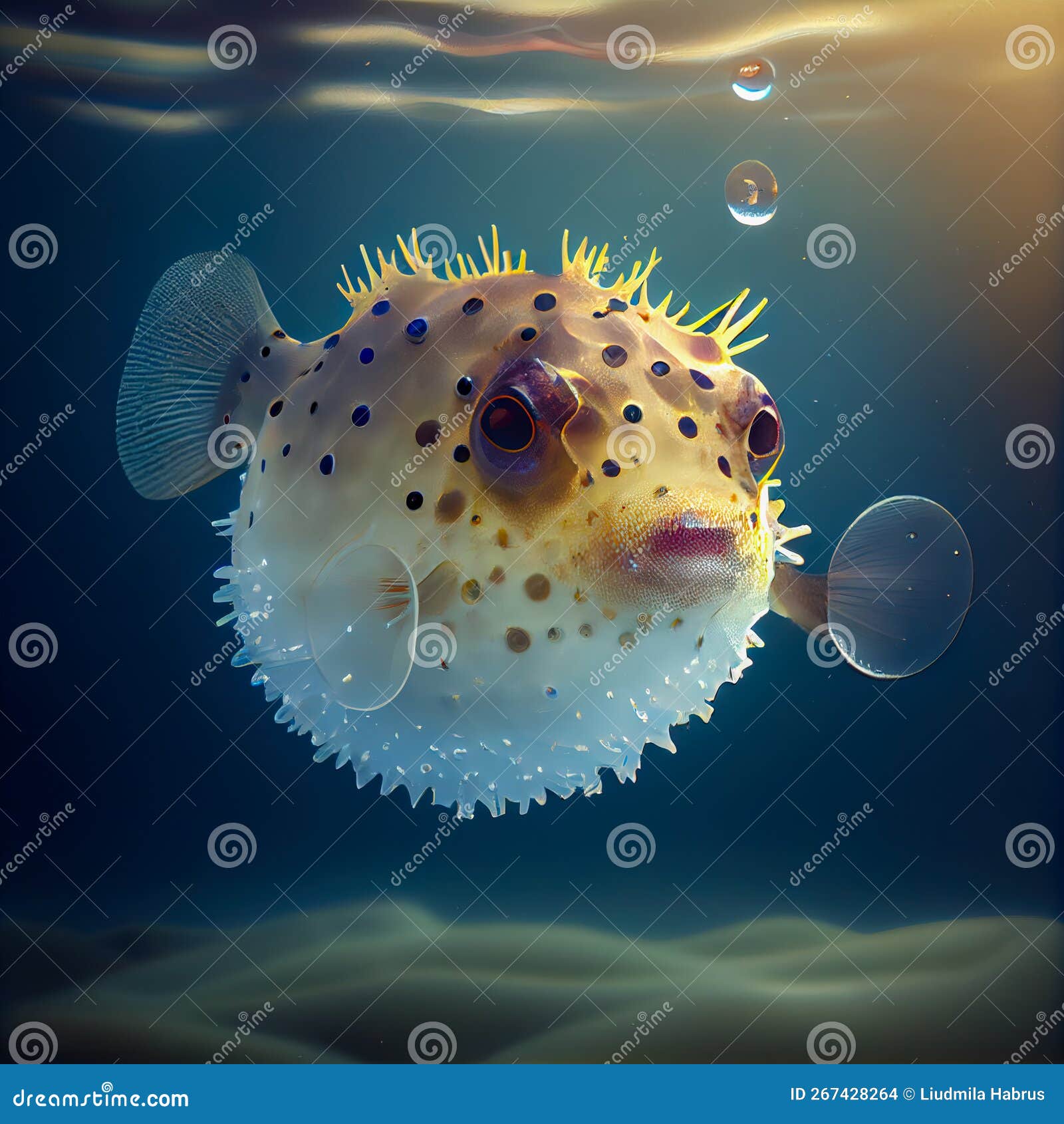 Puffer Fish Drawing. Generative AI Stock Illustration - Illustration of ...