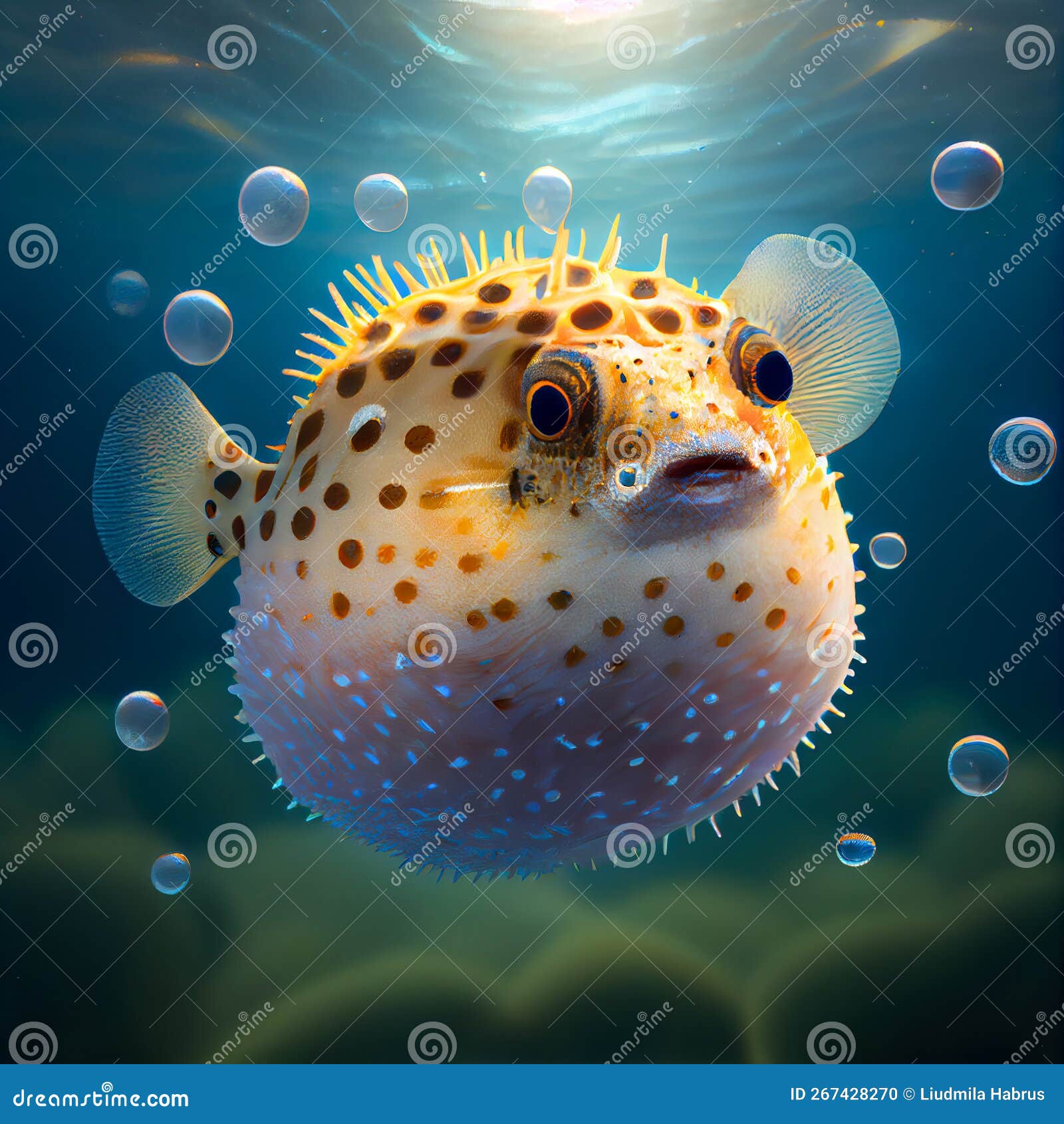 Puffer Fish Drawing. Generative AI Stock Illustration - Illustration of ...