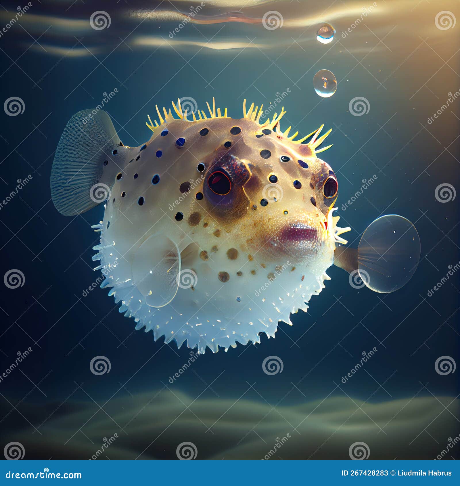 Puffer Fish Drawing. Generative AI Stock Illustration - Illustration of ...