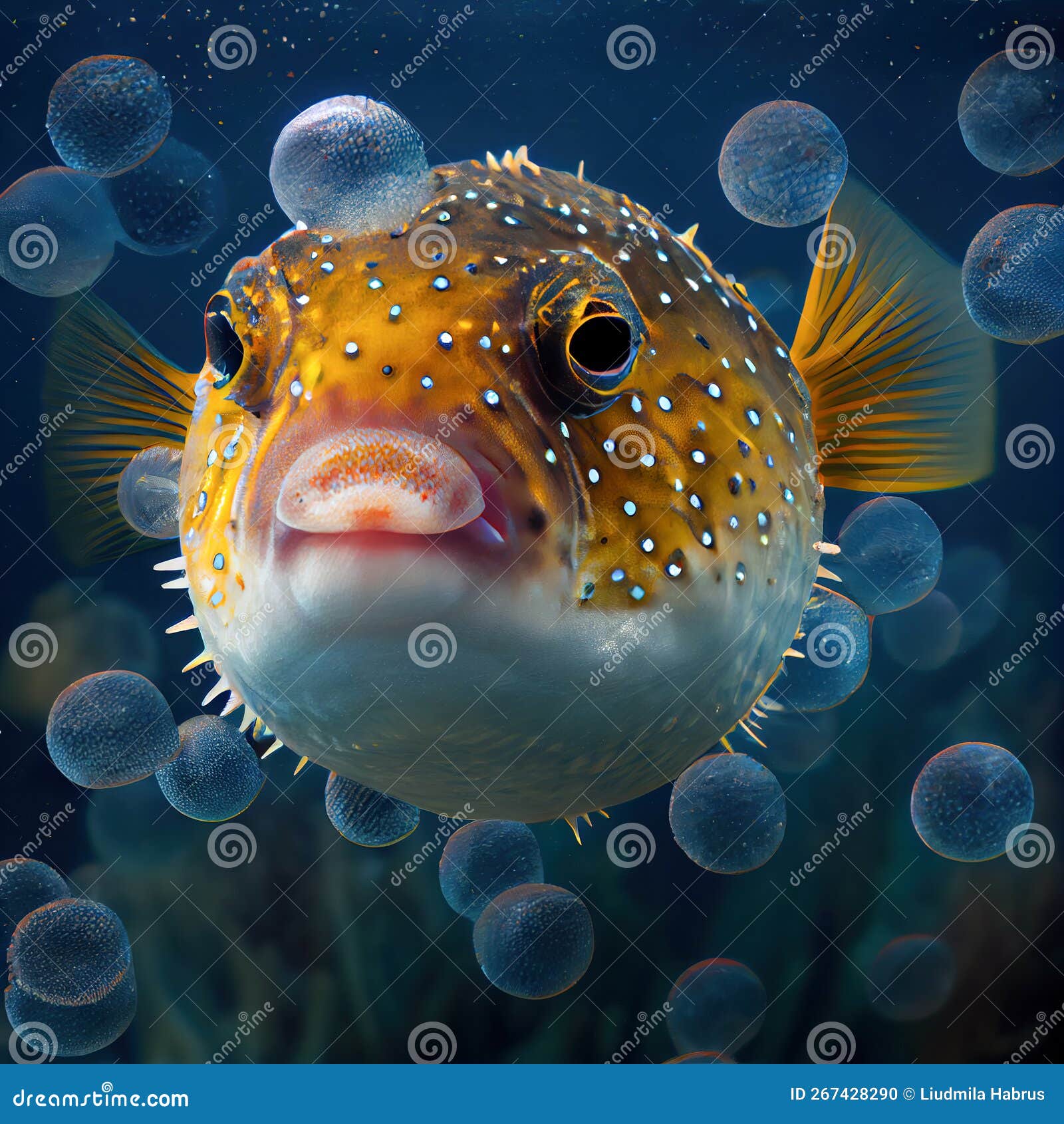 Puffer Fish Drawing. Generative AI Stock Illustration - Illustration of ...