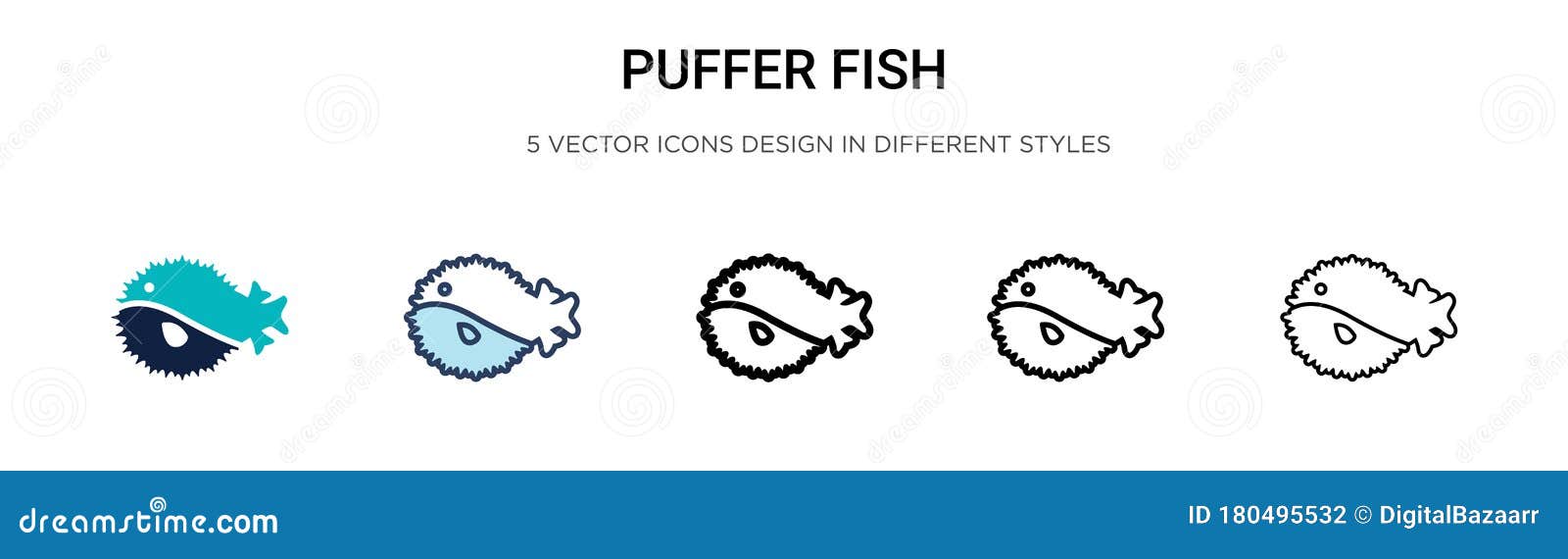Puffer Fish Icon in Filled, Thin Line, Outline and Stroke Style. Vector ...