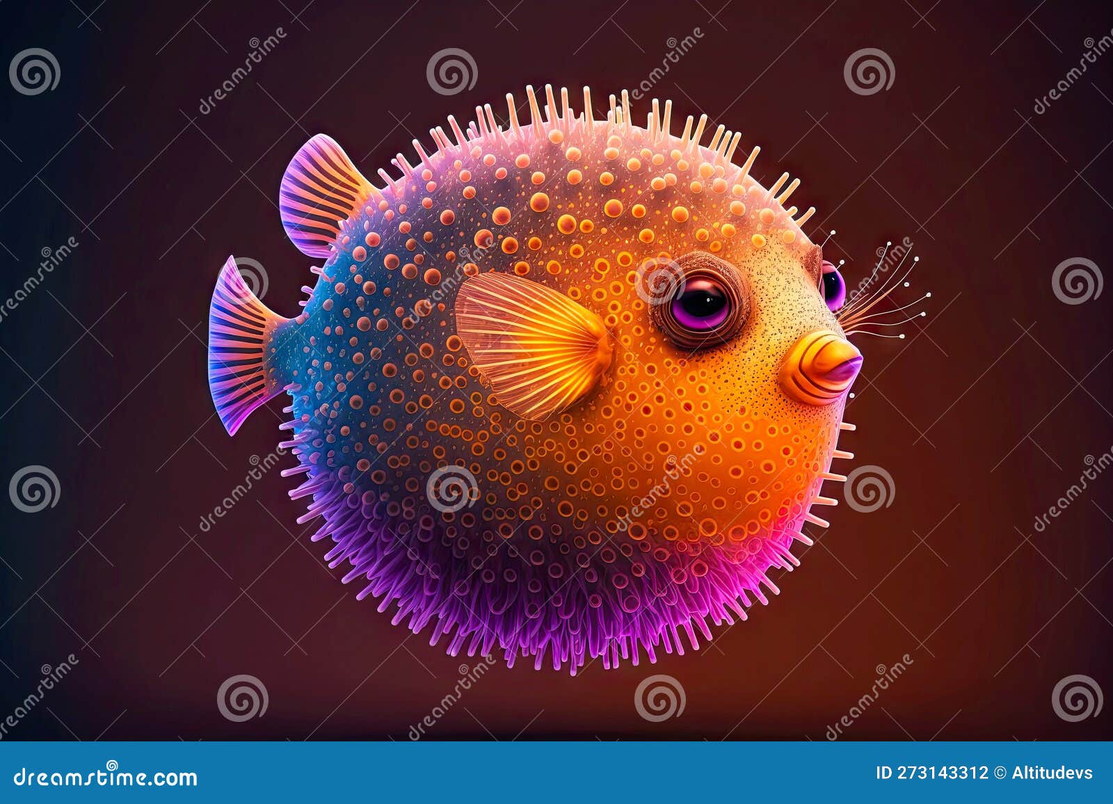 Puffer Fish Image in Shape of Inflated Ball with Sharp Spikes Stock ...