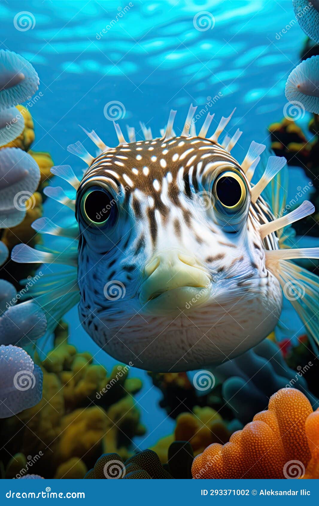 Puffer Fish in the Ocean. Generative Ai Stock Illustration ...
