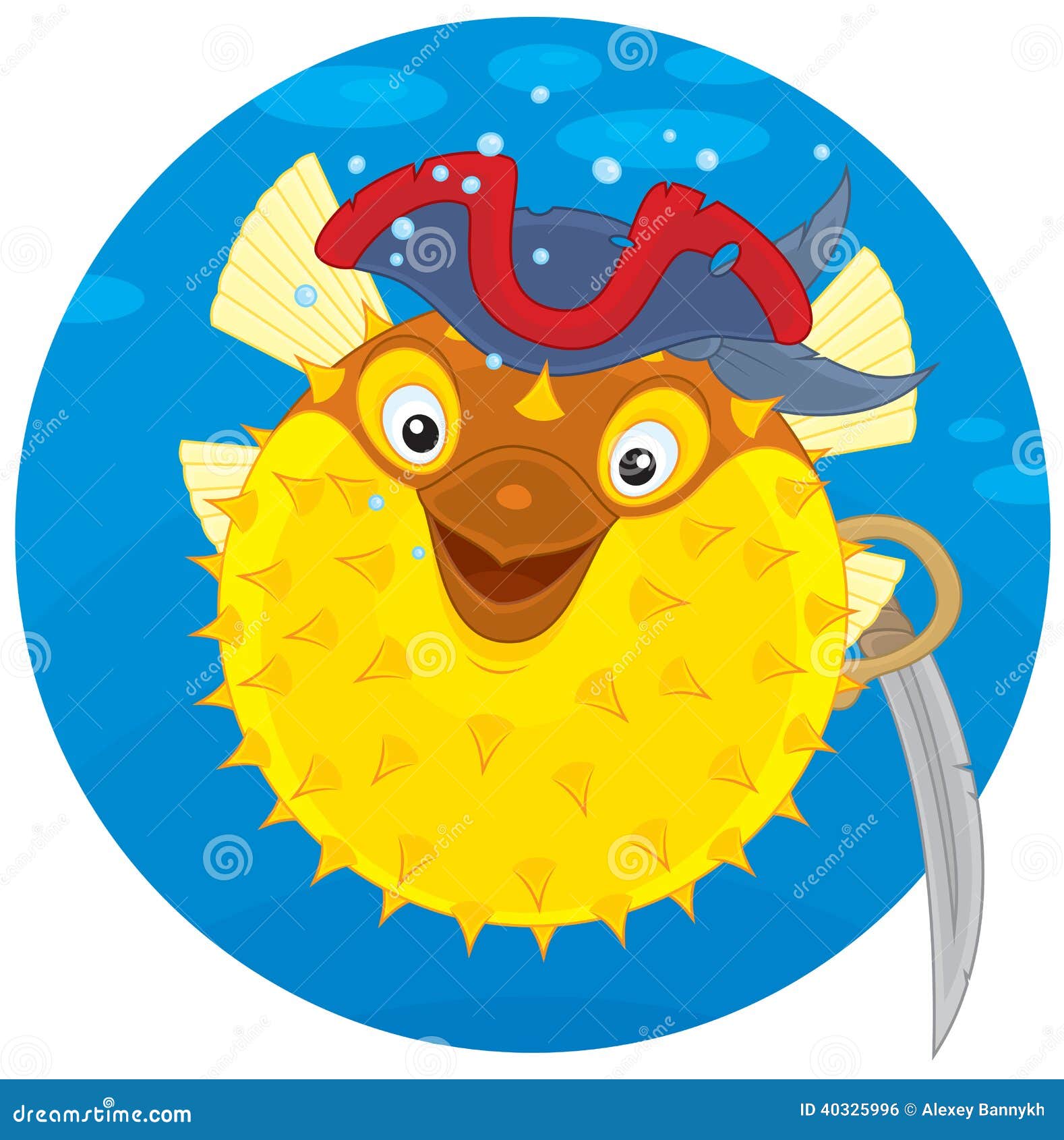 Puffer fish pirate stock vector. Illustration of pirate - 40325996