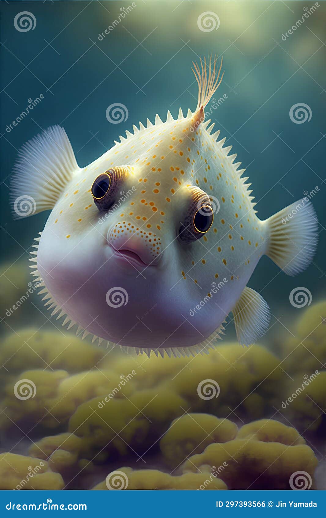 Puffer Fish in the Sea. Underwater World Stock Illustration ...