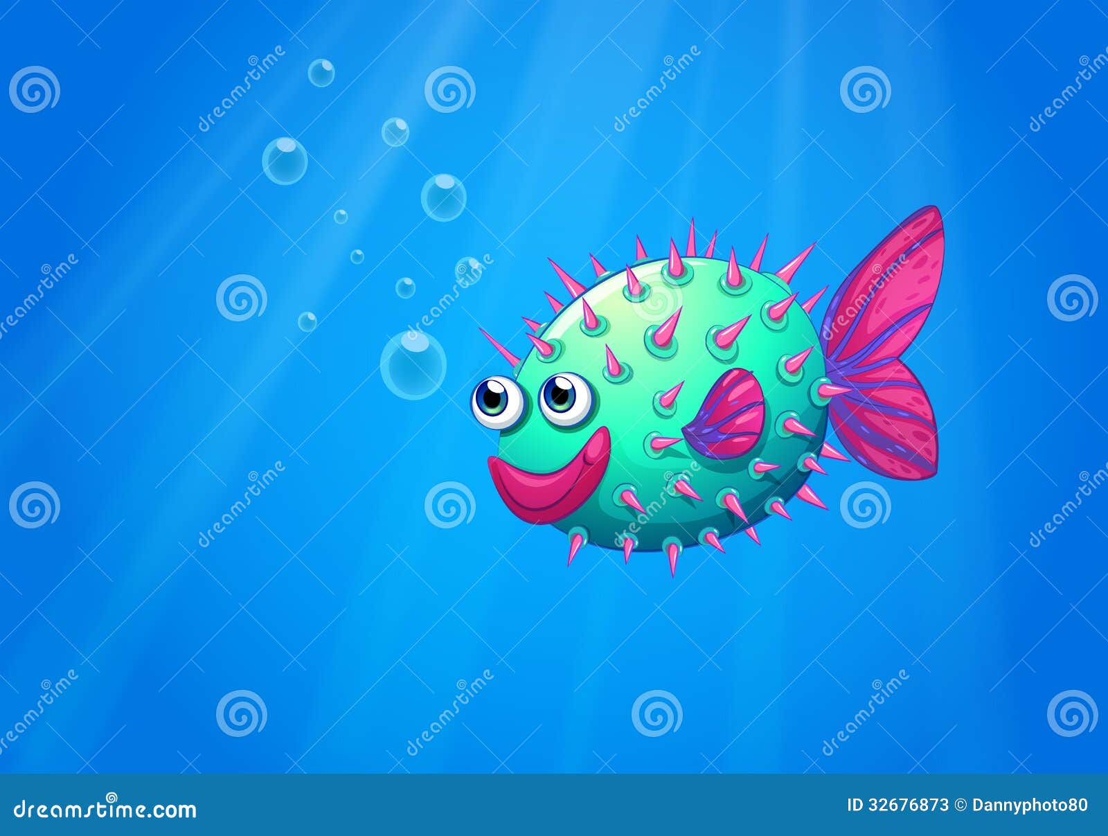 A puffer fish smiling stock vector. Illustration of alone - 32676873