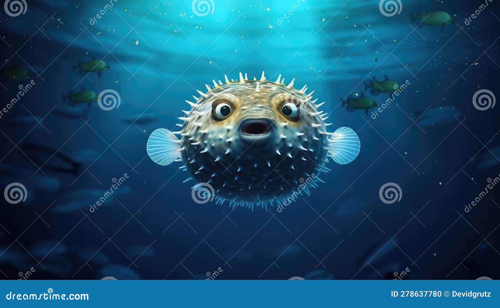Puffer Fish Underwater. Generative AI Stock Illustration - Illustration ...