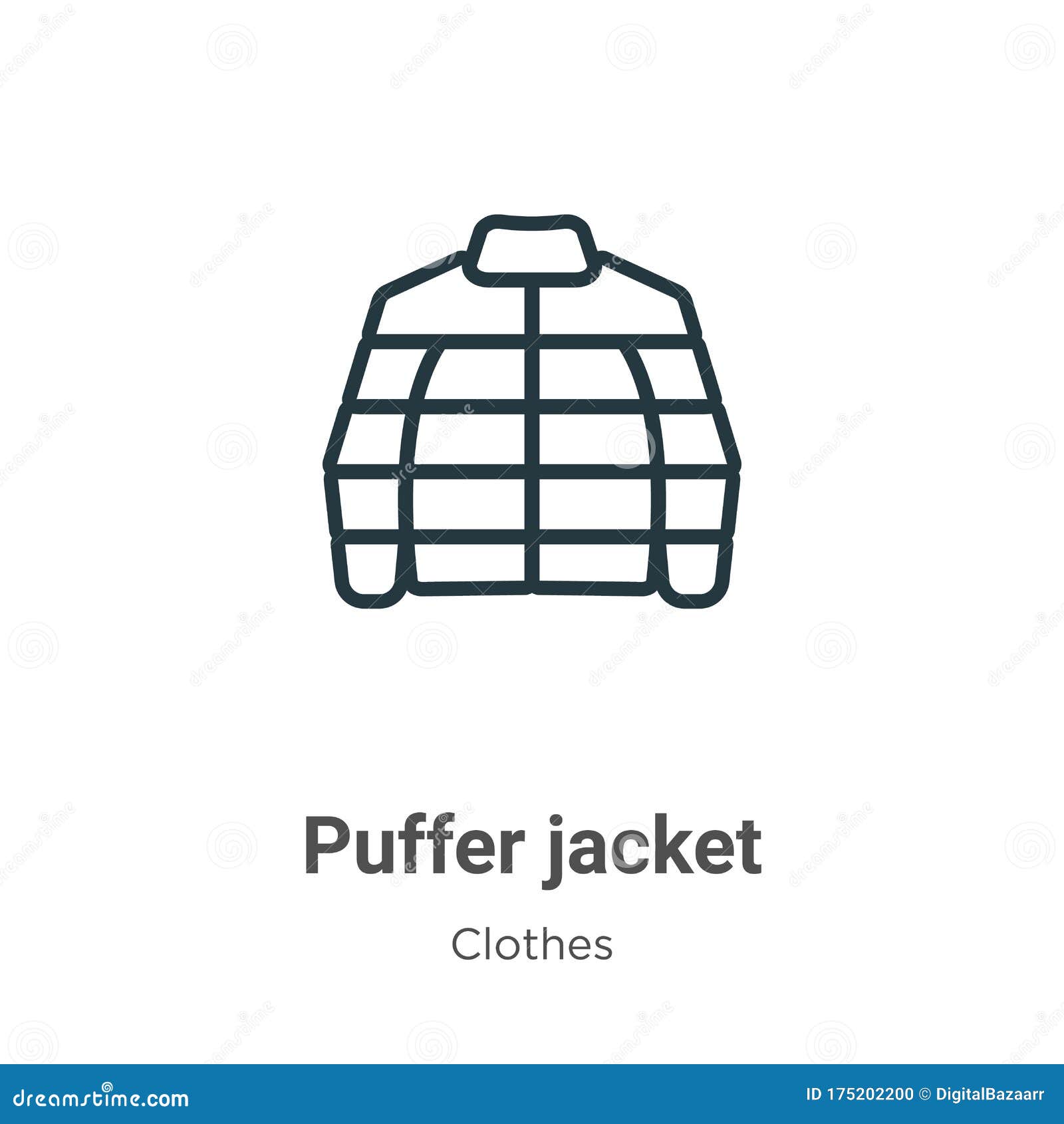 Puffer Jacket Outline Vector Icon. Thin Line Black Puffer Jacket Icon ...