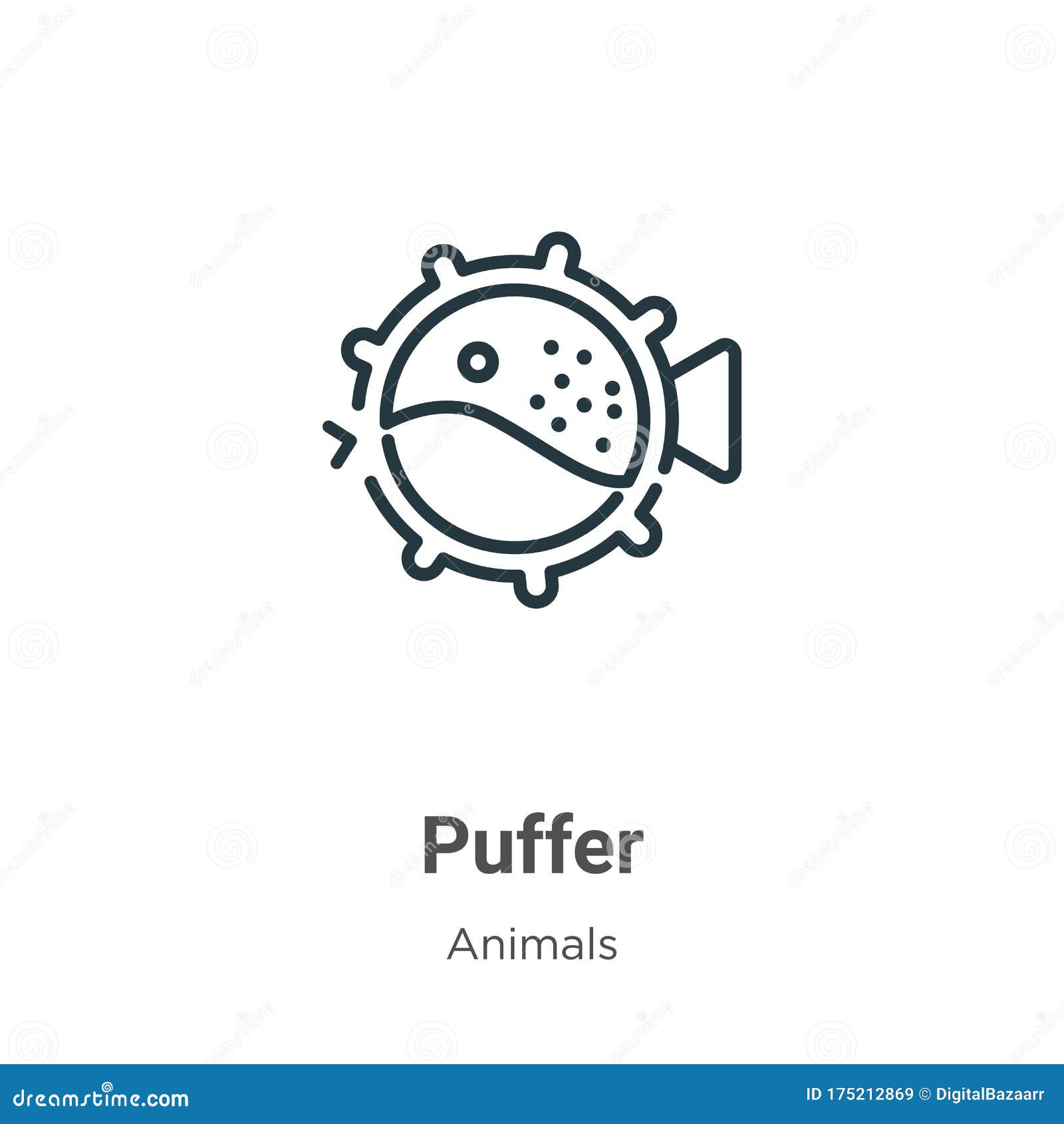 Puffer Outline Vector Icon. Thin Line Black Puffer Icon, Flat Vector Simple Element Illustration ...