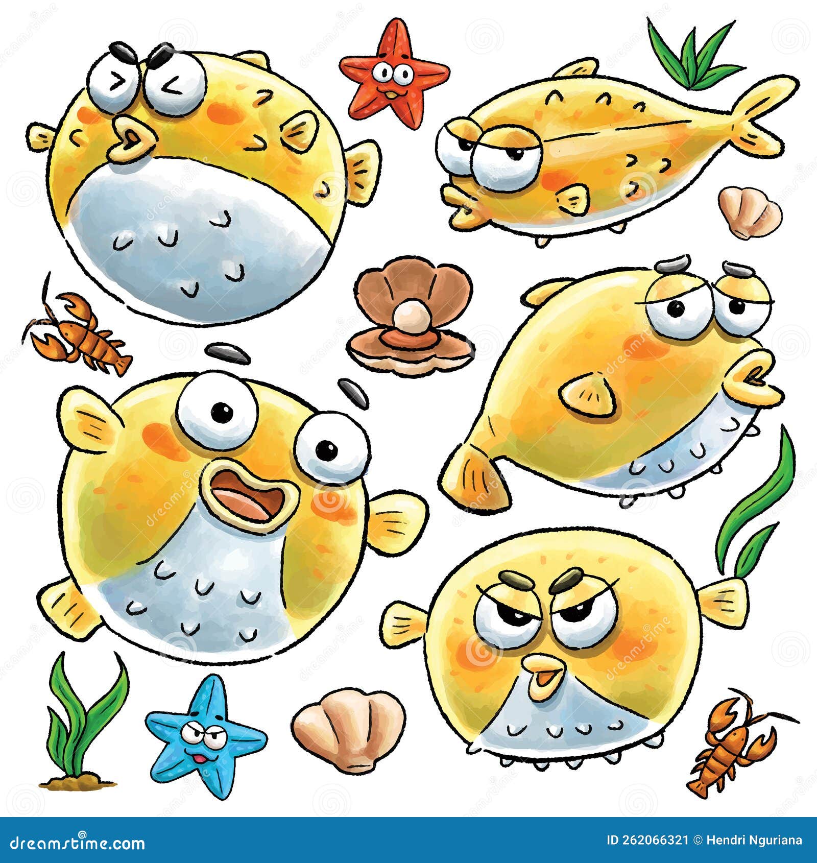Happy Pufferfish Cartoon Character Illustration | CartoonDealer.com ...