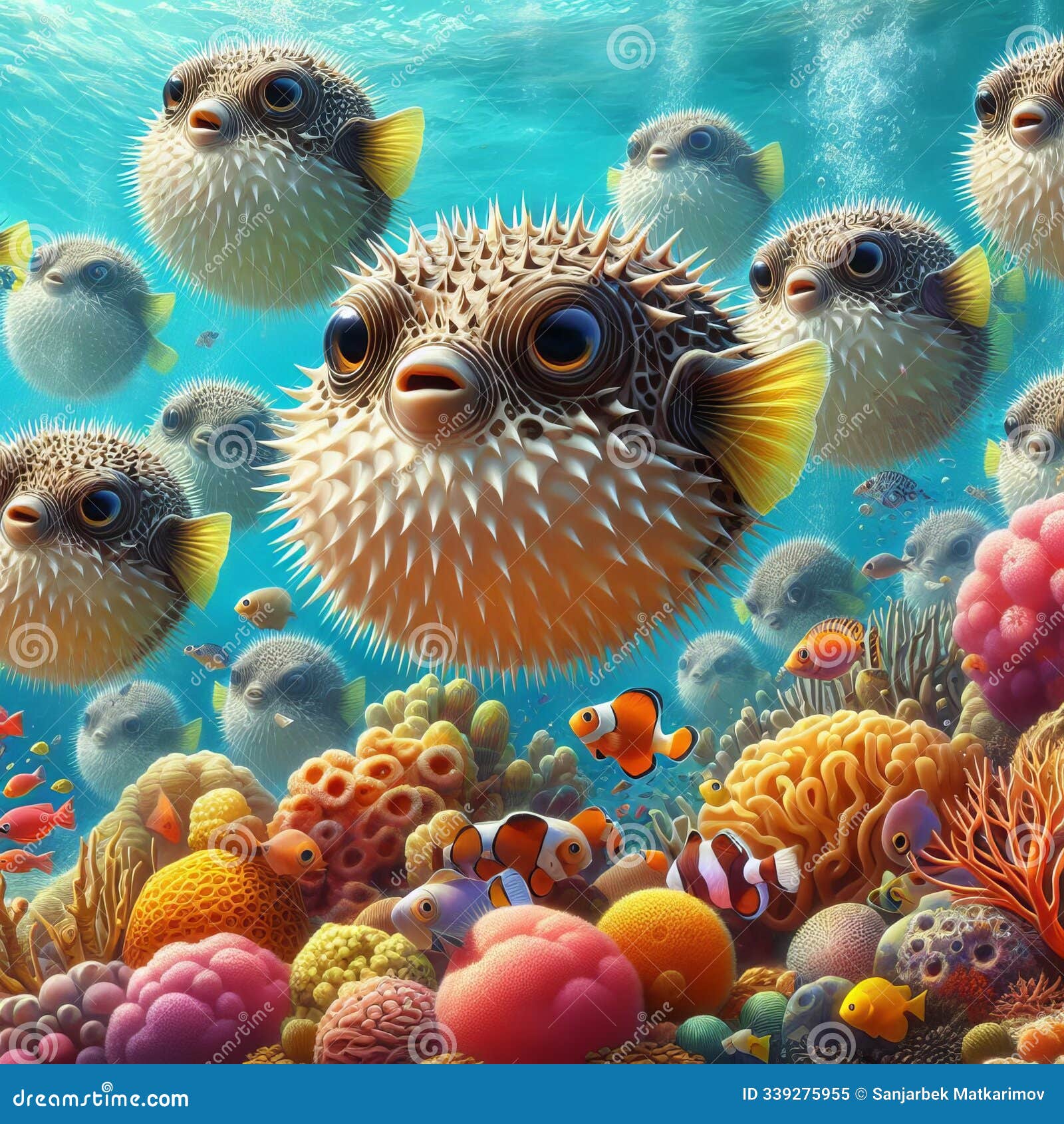 Pufferfish Inflating Underwater With Price Tag Royalty-Free Stock Image ...