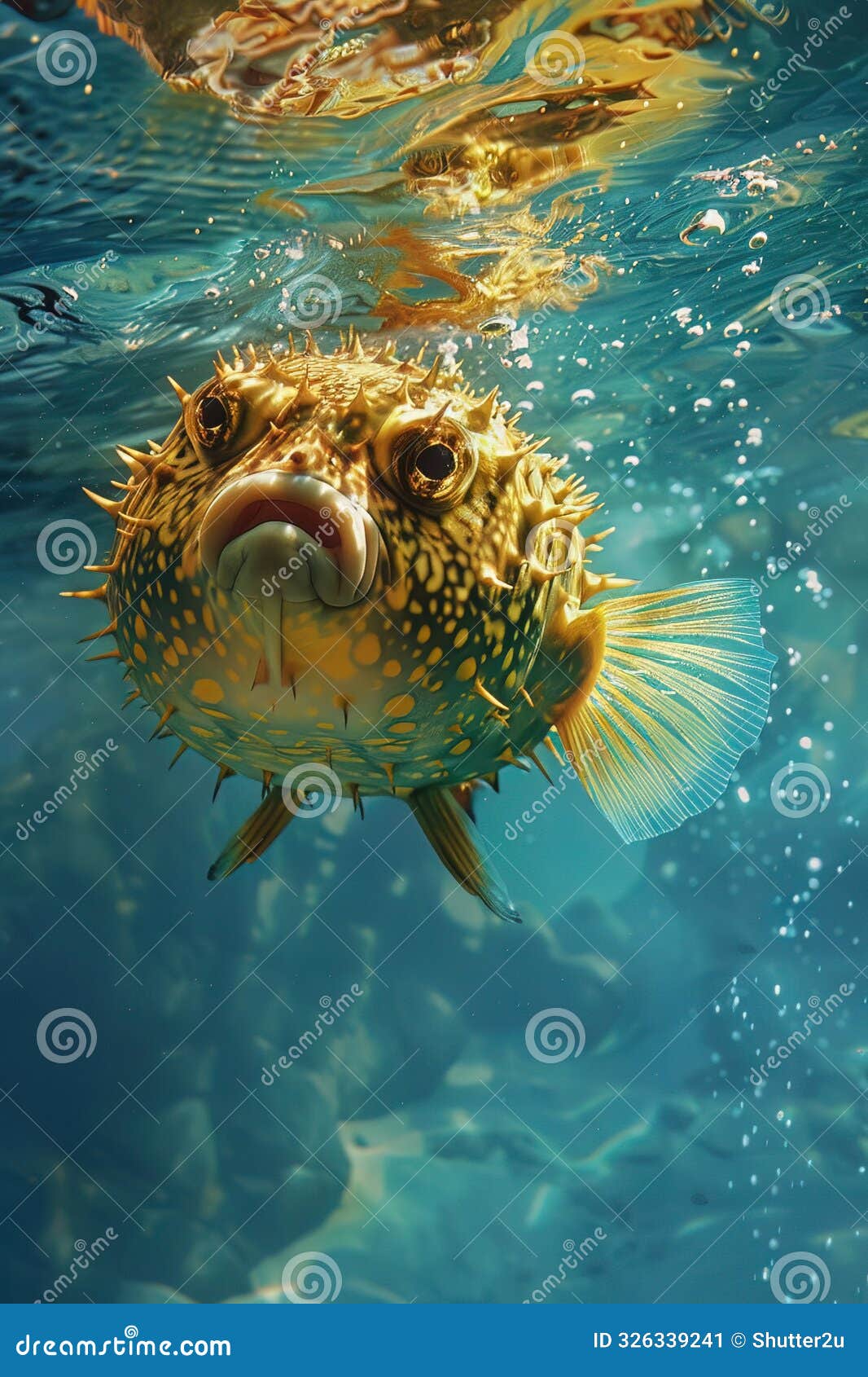 Pufferfish Inflating Underwater With Price Tag Royalty-Free Stock Image ...