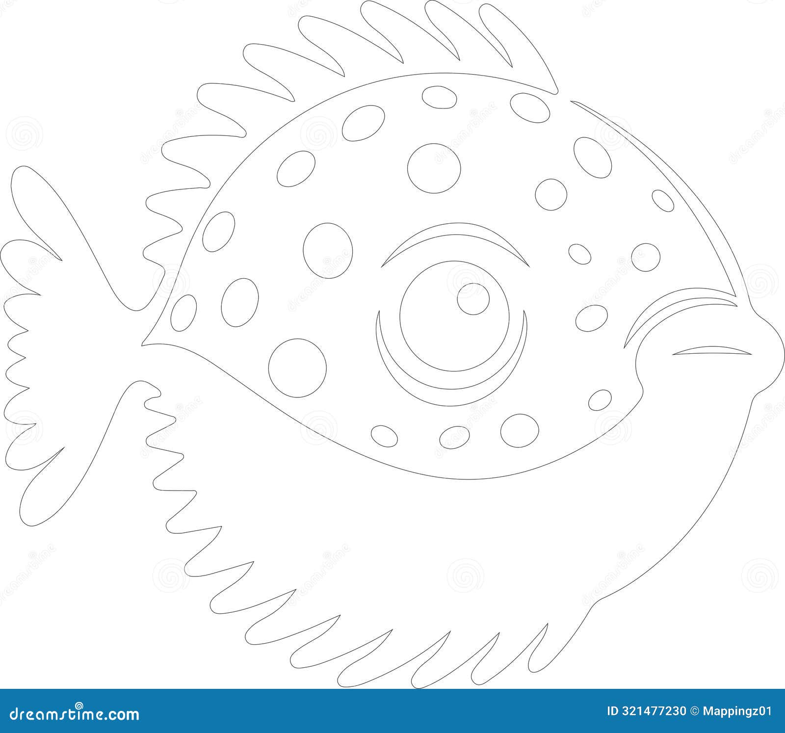 Pufferfish Outline Silhouette Generative Ai Vector Illustration ...