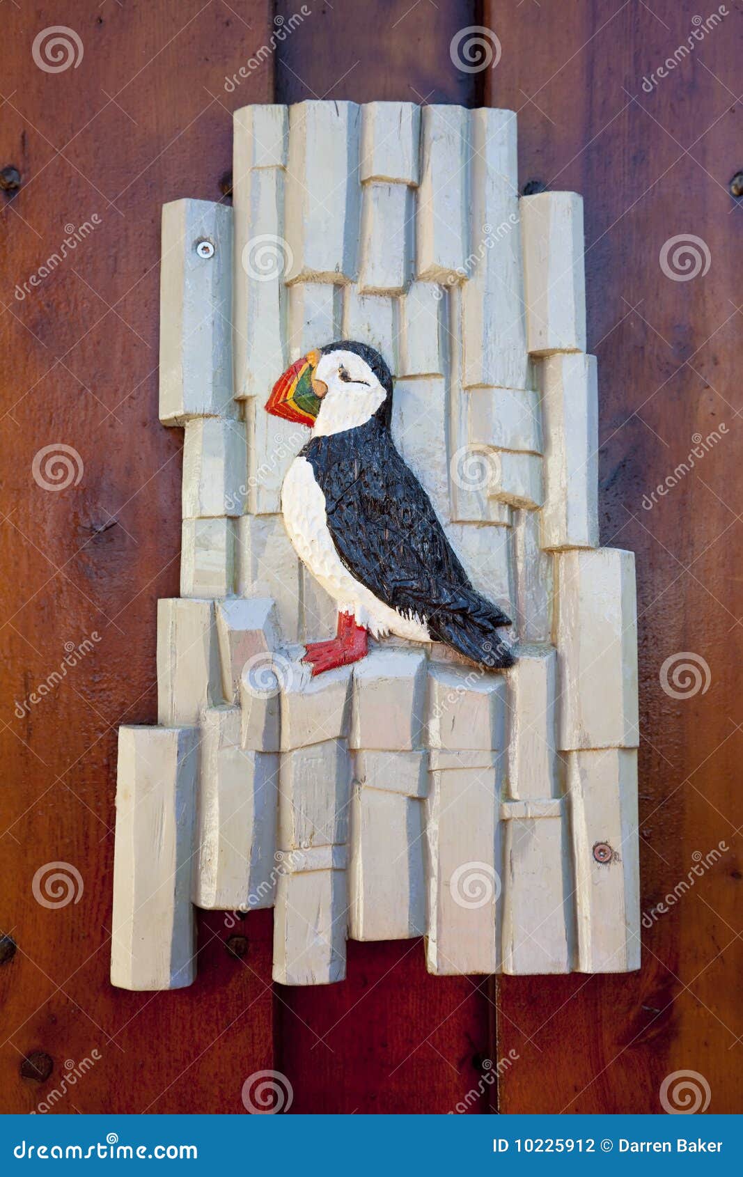Puffin Sign in Iceland stock photo. Image of sign, wooden - 10225912
