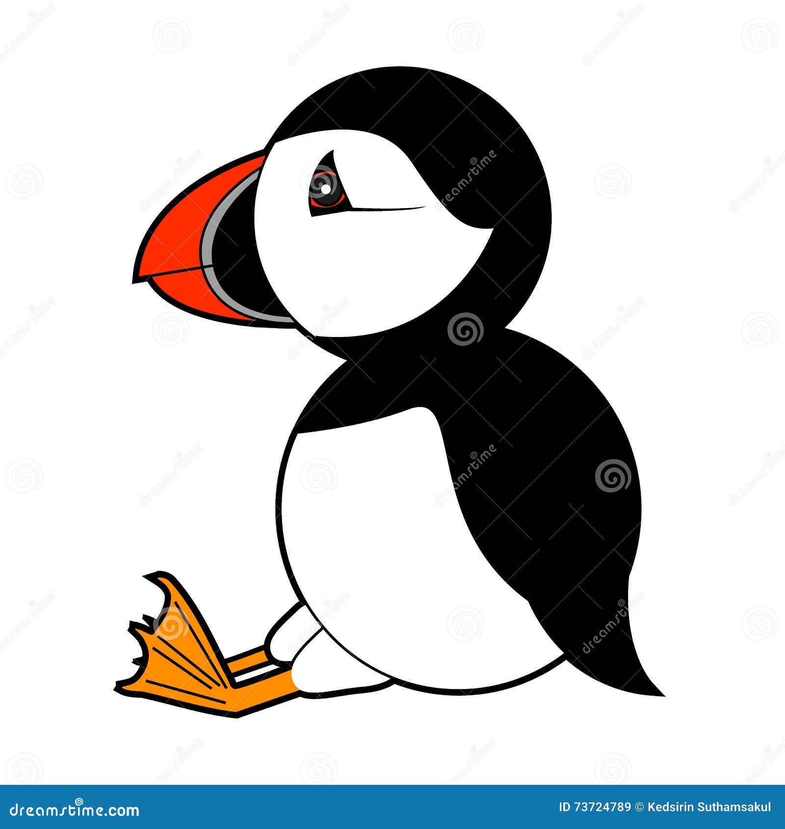 Puffin Illustration On White Background Cartoon Vector | CartoonDealer ...