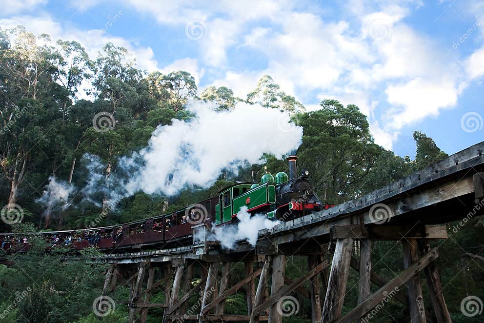 Puffing Billy Steam Train Engine and Carriages Editorial Stock Image ...