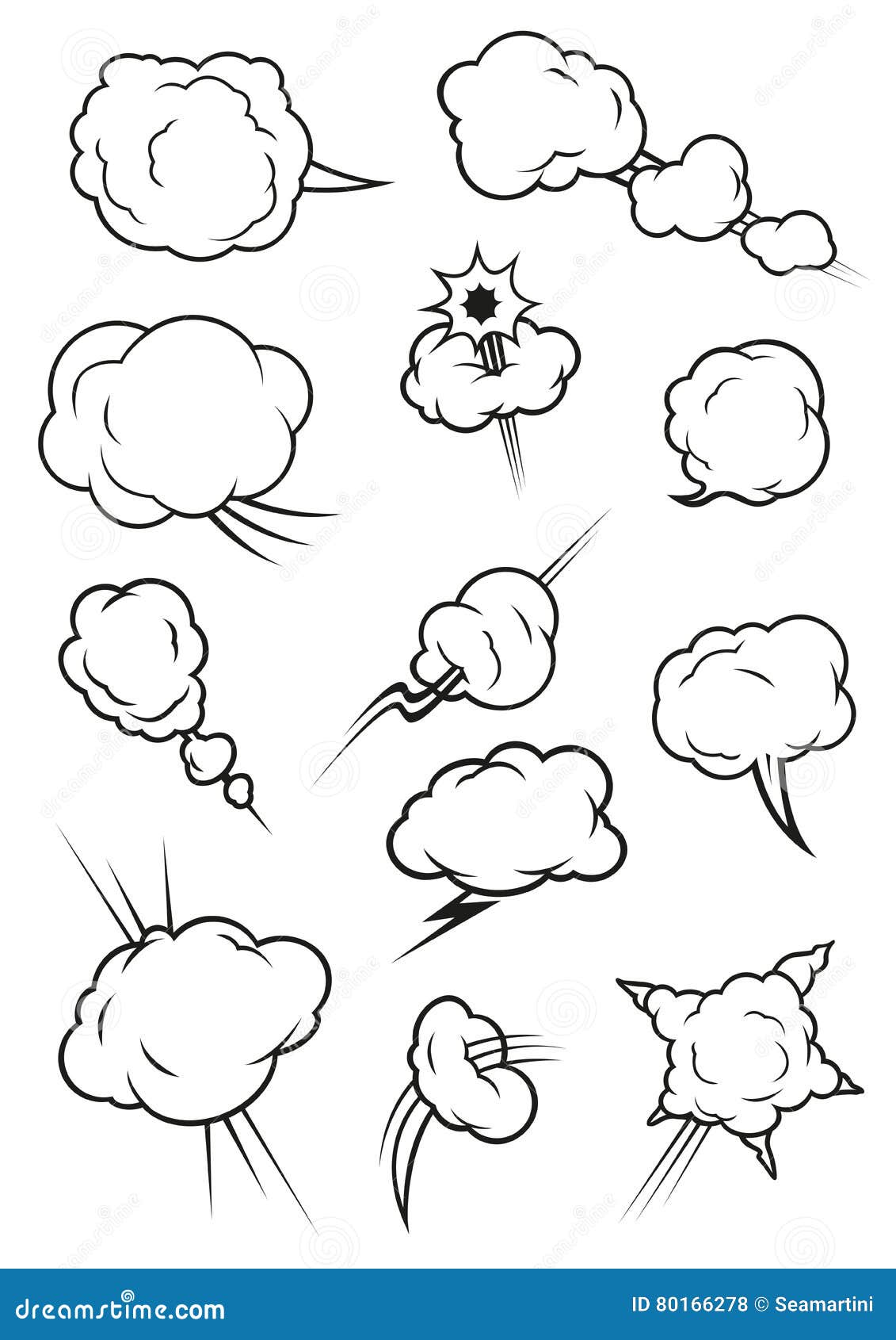 Puffing, Exploding, Steaming Cloud Cartoon Icons Stock Vector ...