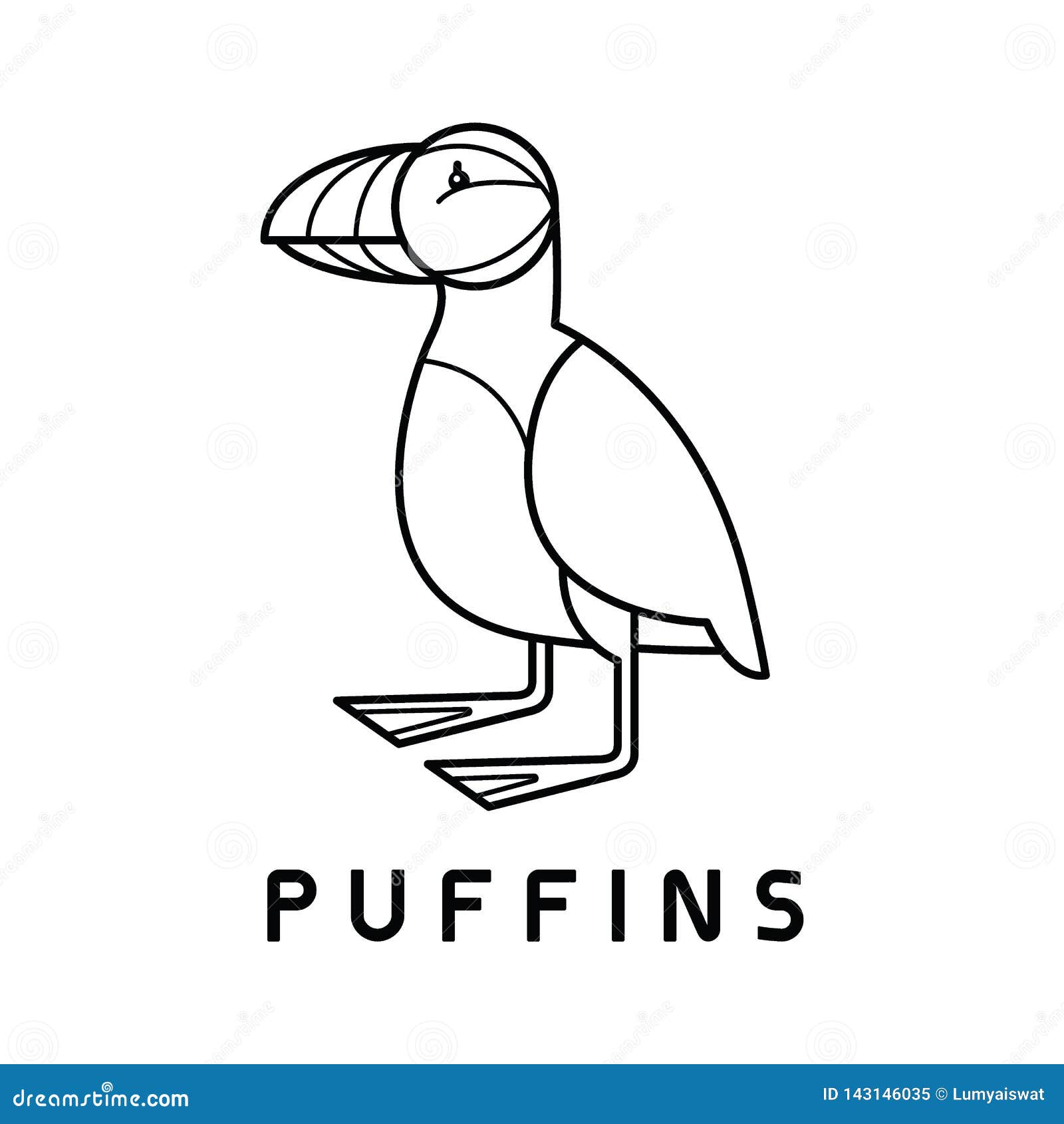 Puffins Logo Design Vector Template Linear Style Stock Vector ...