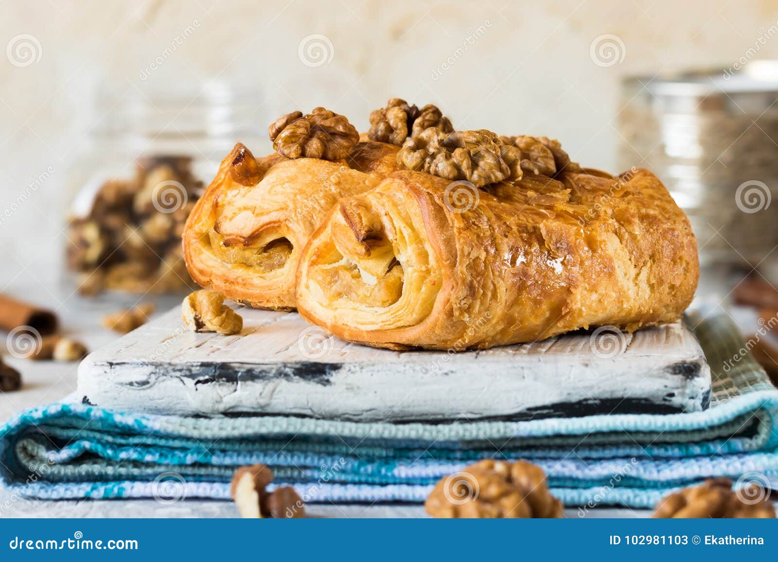 Puffs with Maple Syrup and Walnuts Stock Image - Image of portion ...
