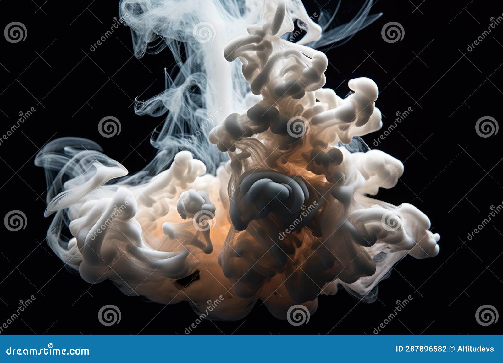 Puffs of Smoke Forming Unique Shapes in Zero Gravity Stock Photo ...