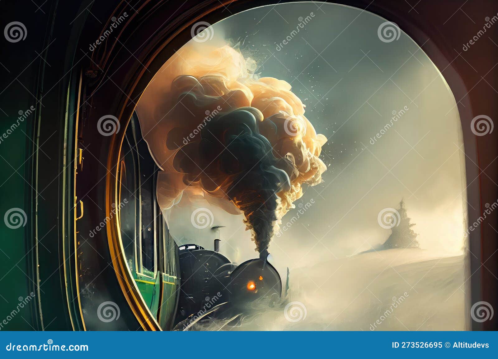 Puffs of Smoke Swirling from the Window of a Steam-powered Train Stock ...