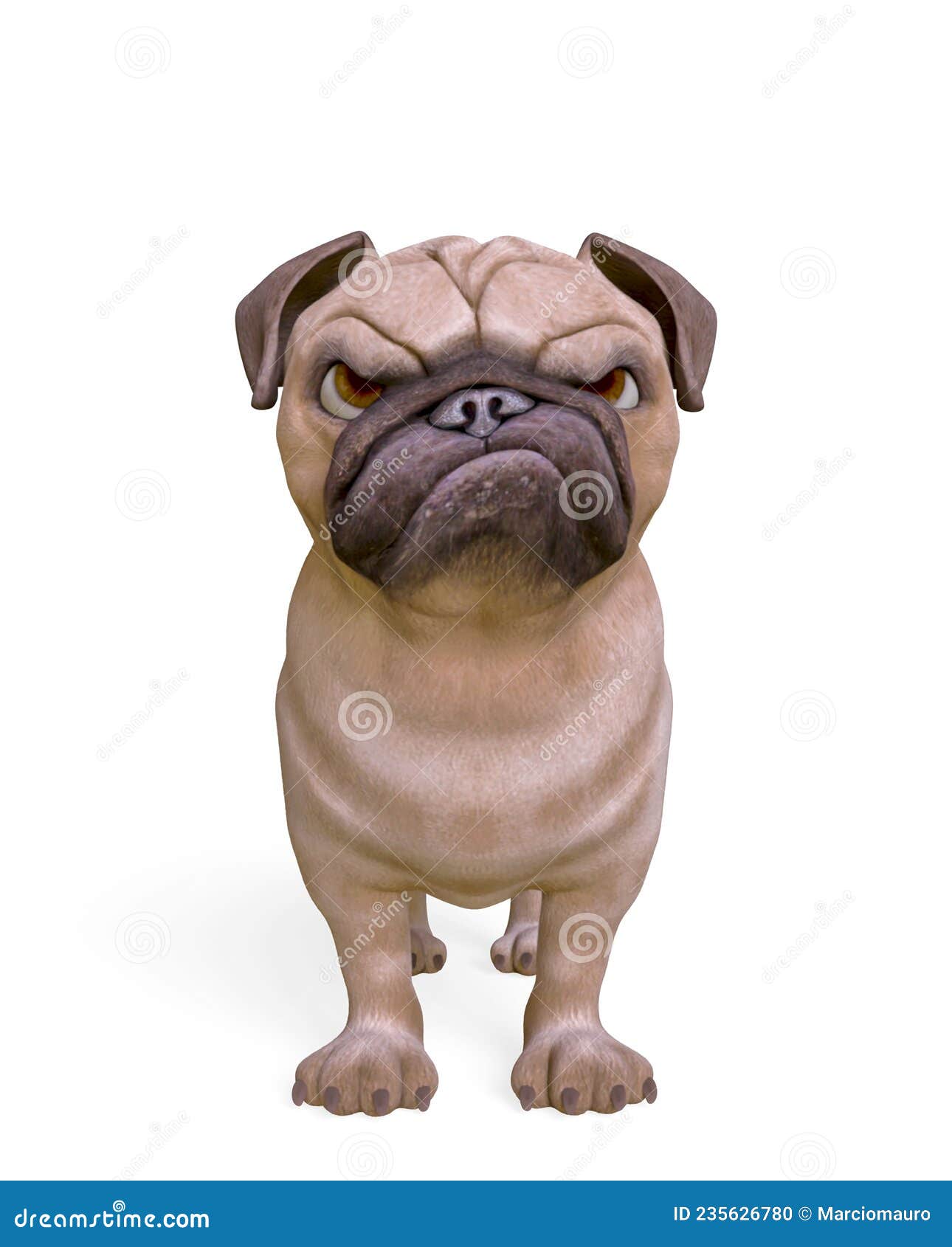 Pug cartoon is angry stock illustration. Illustration of beautiful ...