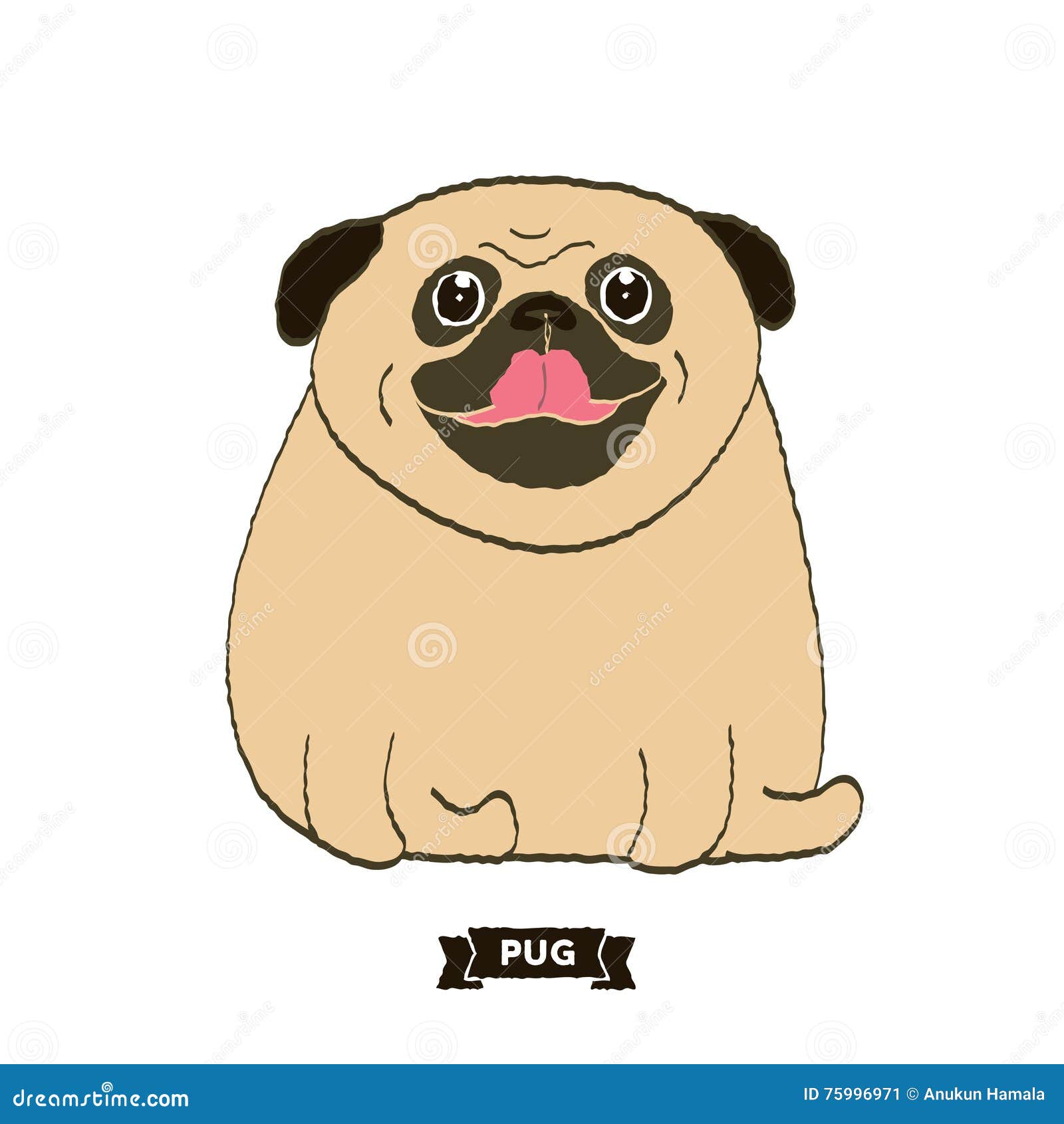 Pug cartoon vector stock vector. Illustration of outline - 75996971