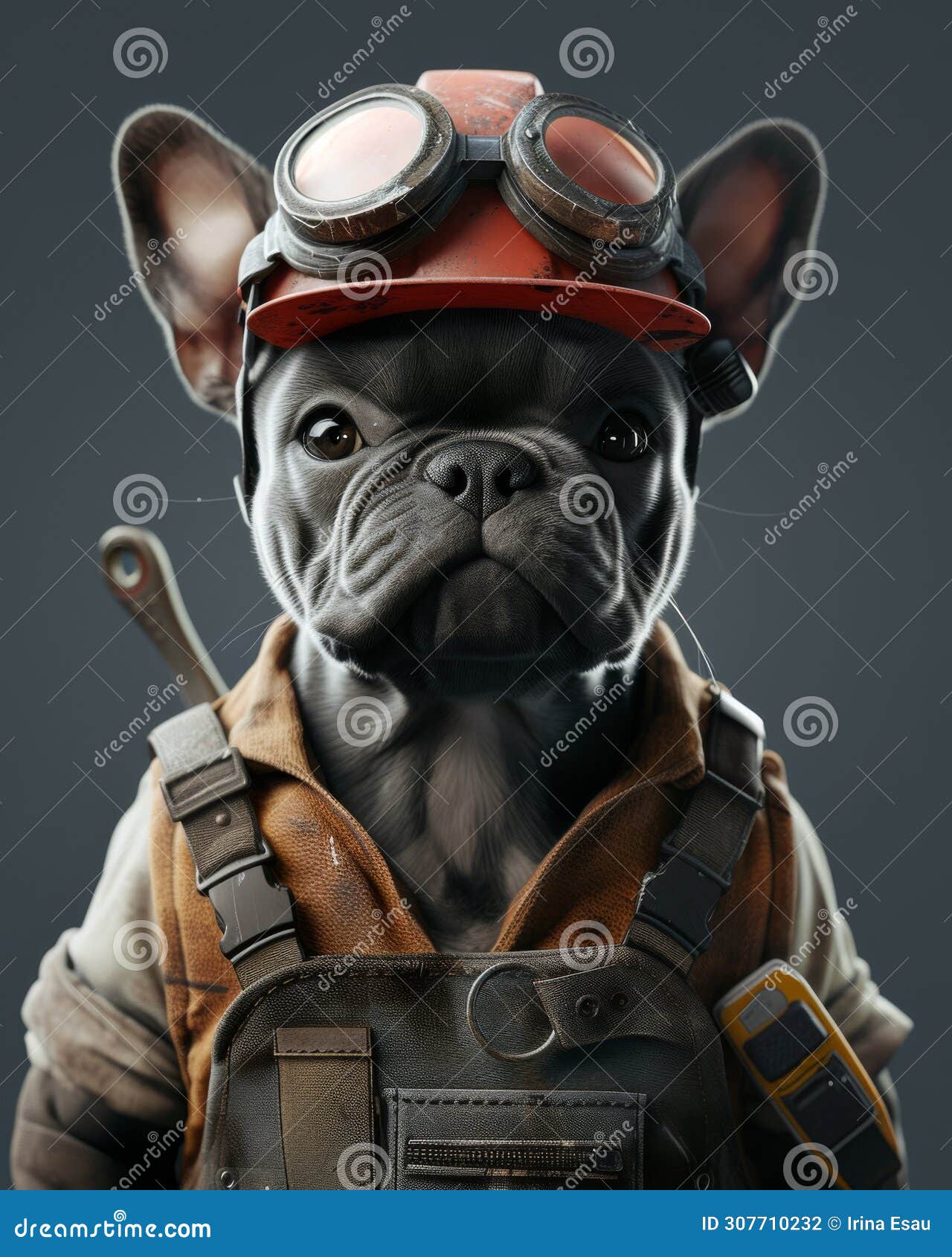 Pug in Construction Helmet and Goggles Stock Photo - Image of engineer ...