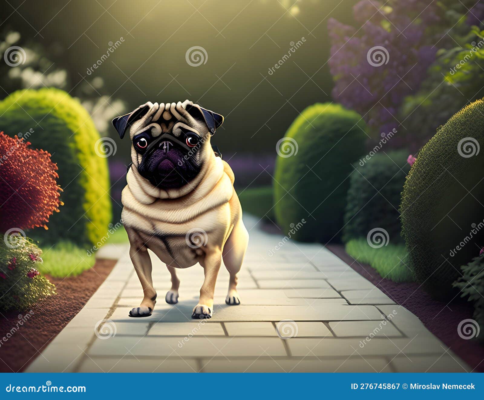 Pug Dog, Generative AI Illustration Stock Illustration - Illustration ...