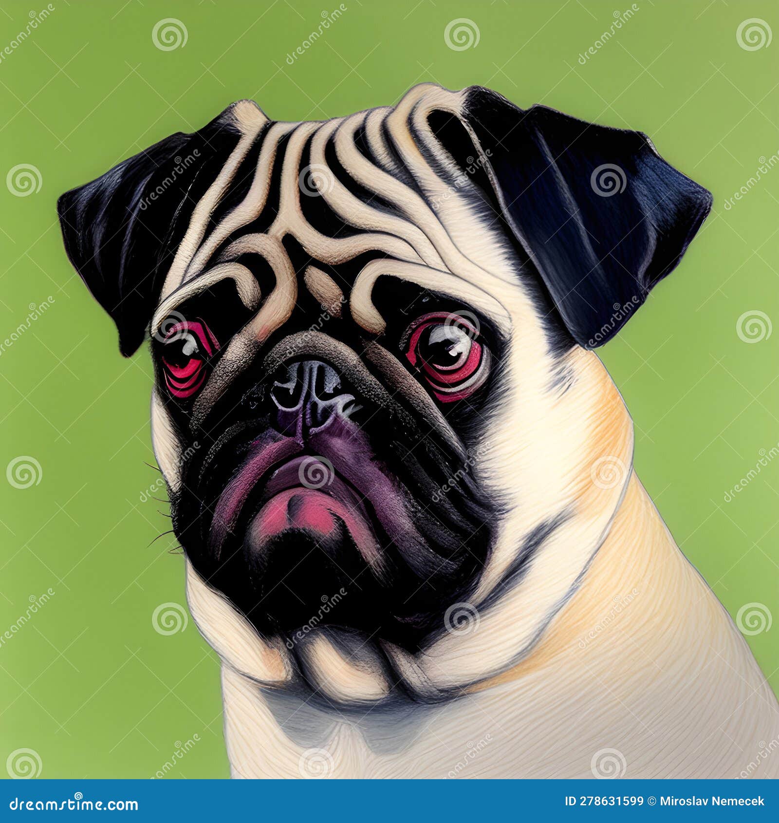 Pug Dog, Generative AI Illustration Stock Illustration - Illustration ...