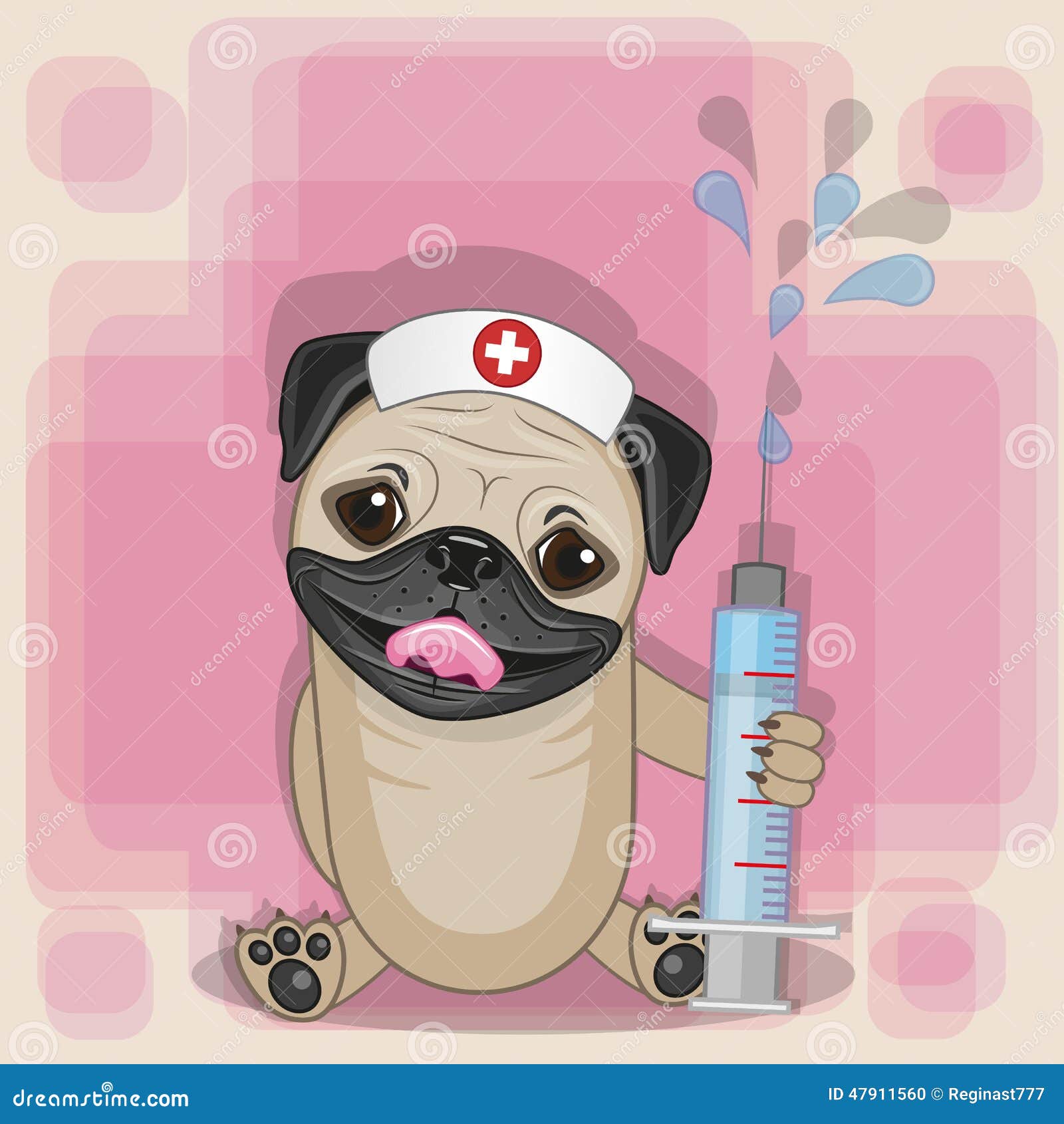 Pug Dog nurse stock vector. Illustration of pets, design - 47911560