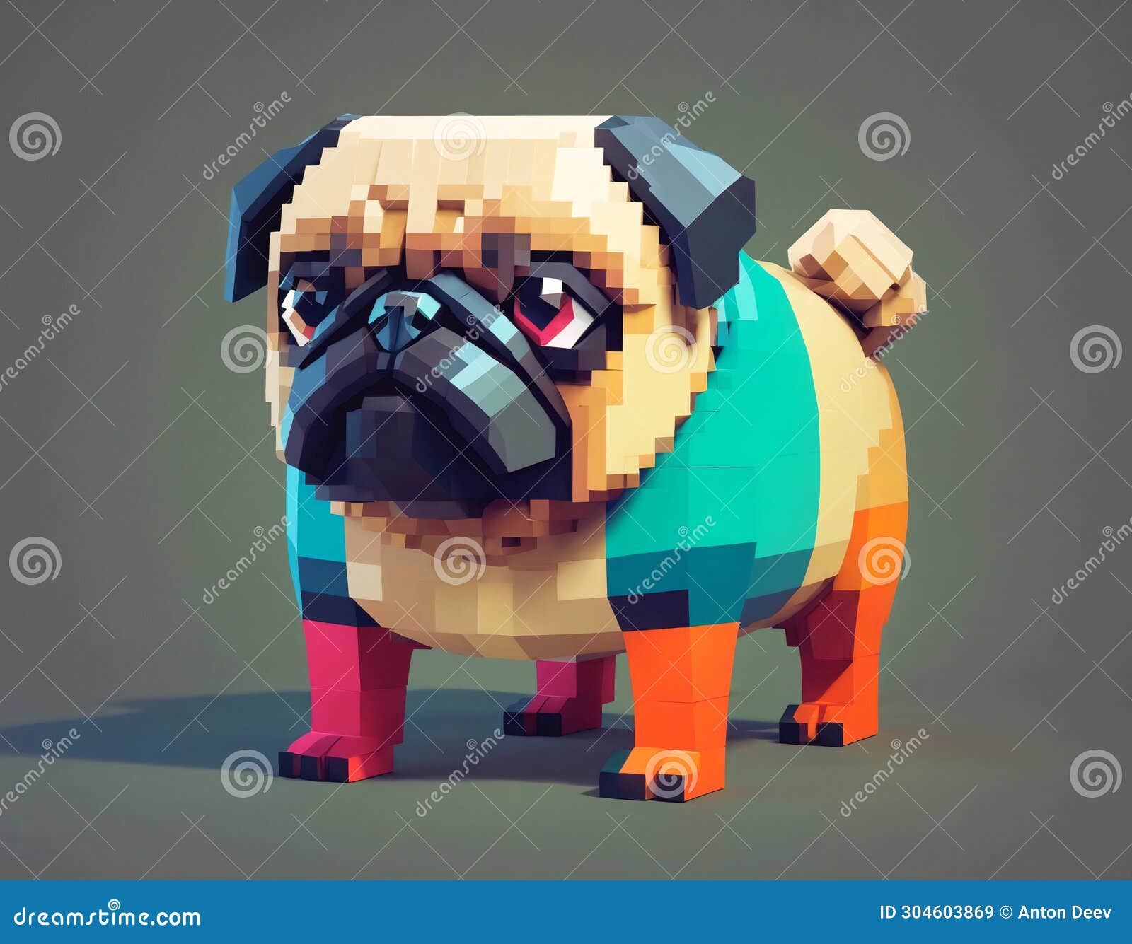 Pug Dog in the Style of Pixel Art. Stock Image - Image of icon ...