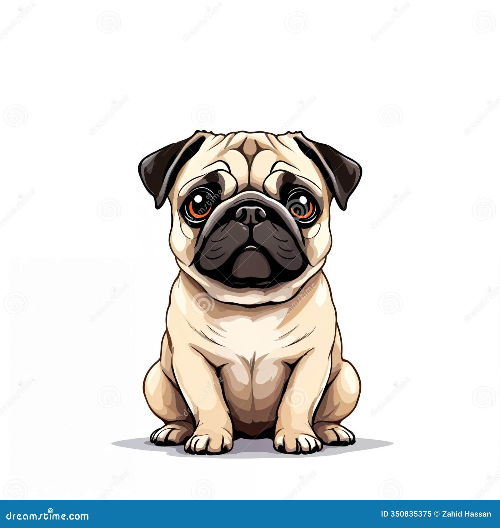 Cute Pug Dog Vector Cartoon Illustration White Background Stock ...