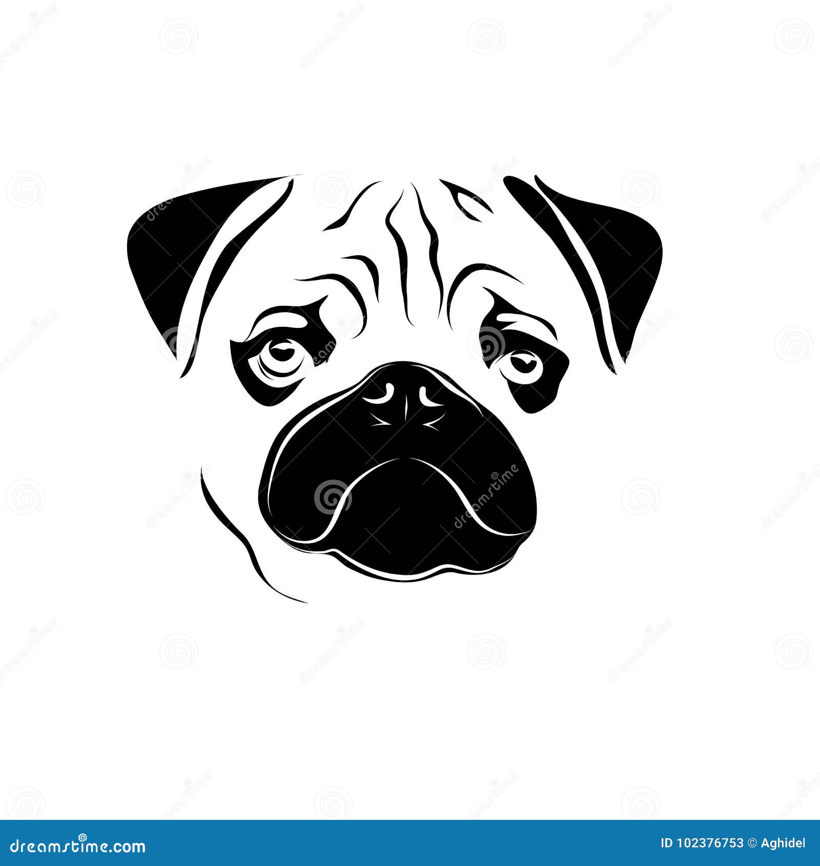 Pug Face. Vector Animal Logo Stock Vector - Illustration of vector ...
