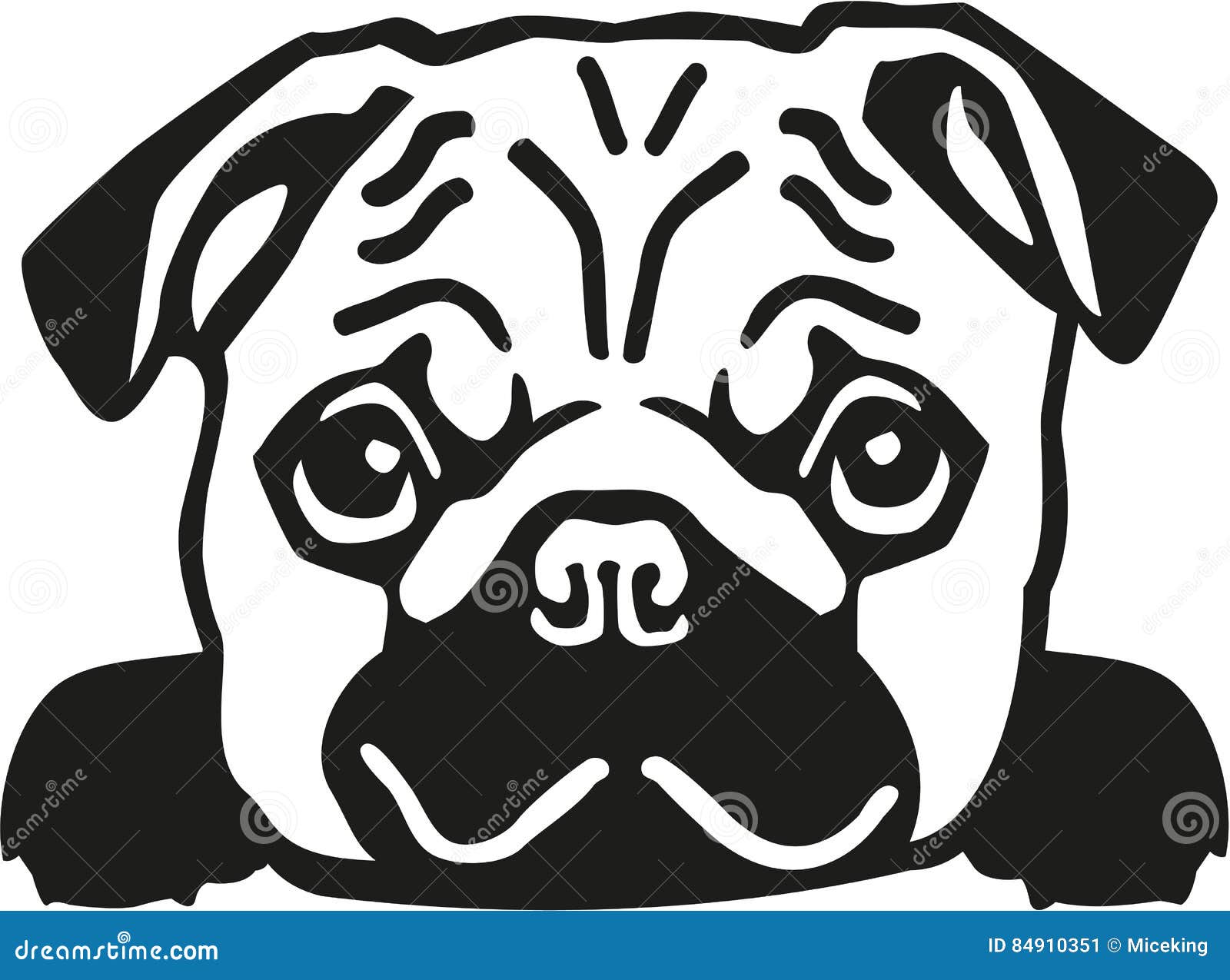 Pug head stock vector. Illustration of mops, isolated - 84910351