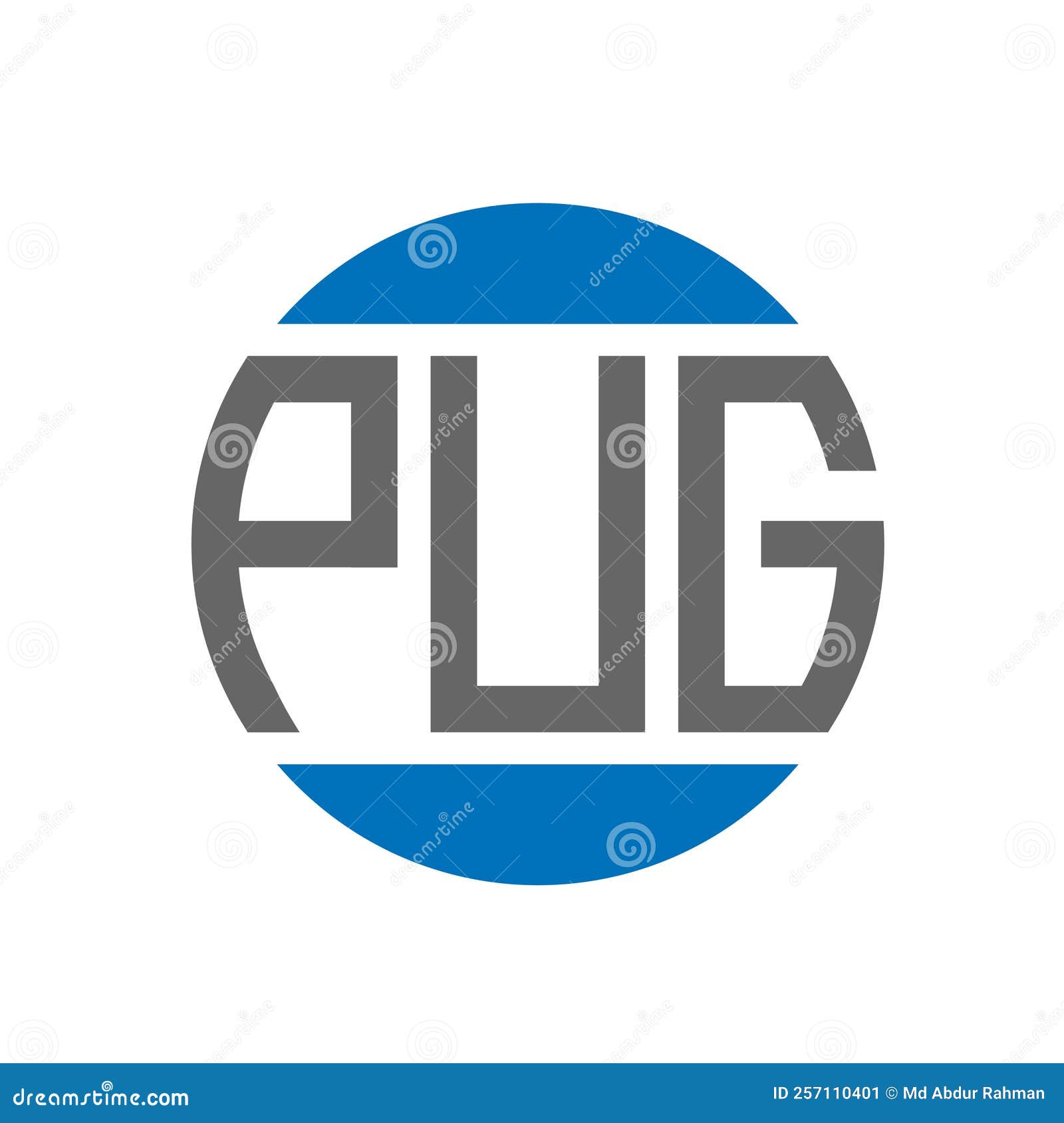 PUG Letter Logo Design on White Background. PUG Creative Initials Circle Logo Concept Stock ...