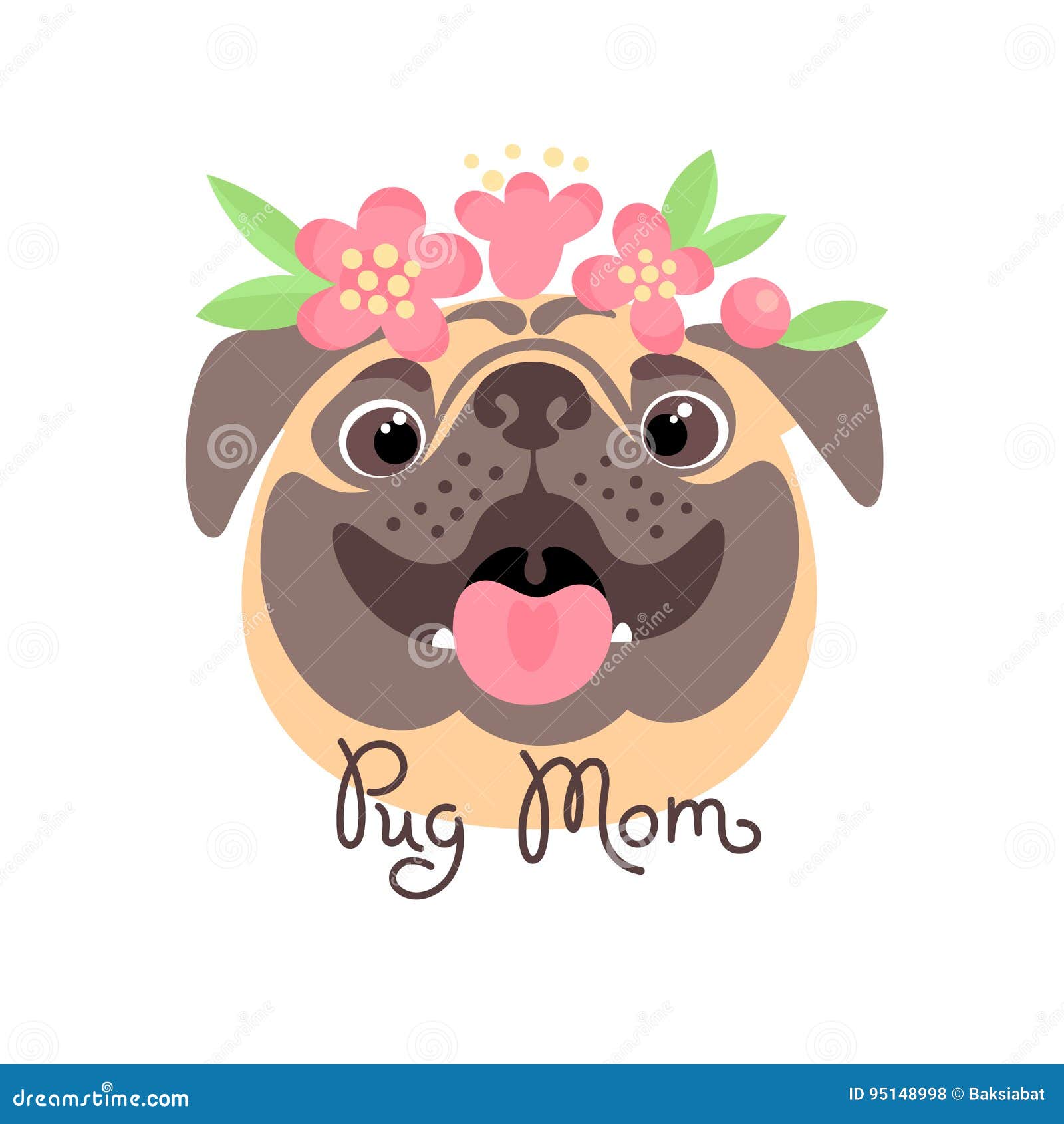 Pug Mom. Image of Happy Mother Dog Stock Vector - Illustration of ...