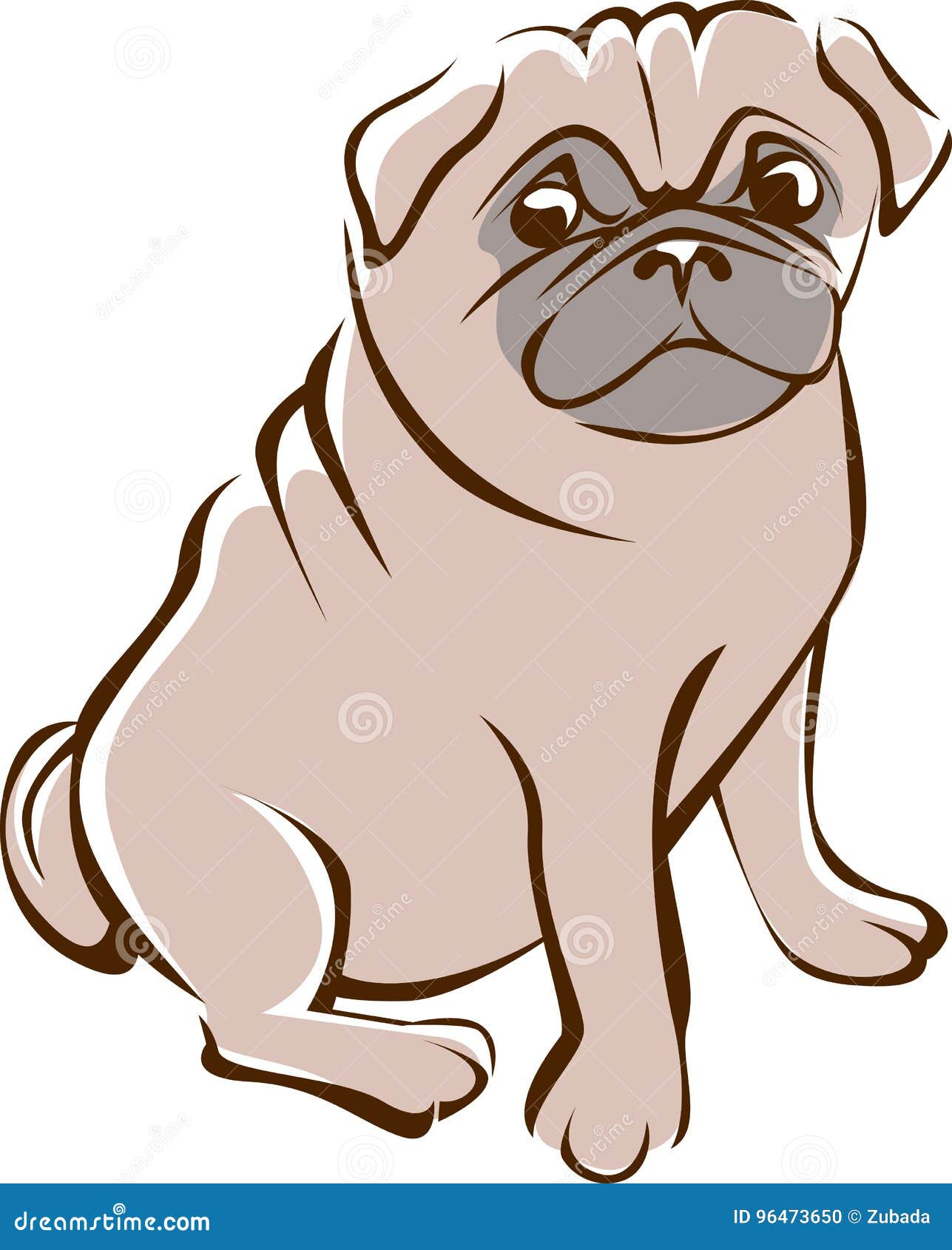 Pug outline drawing stock vector. Illustration of eyes - 96473650