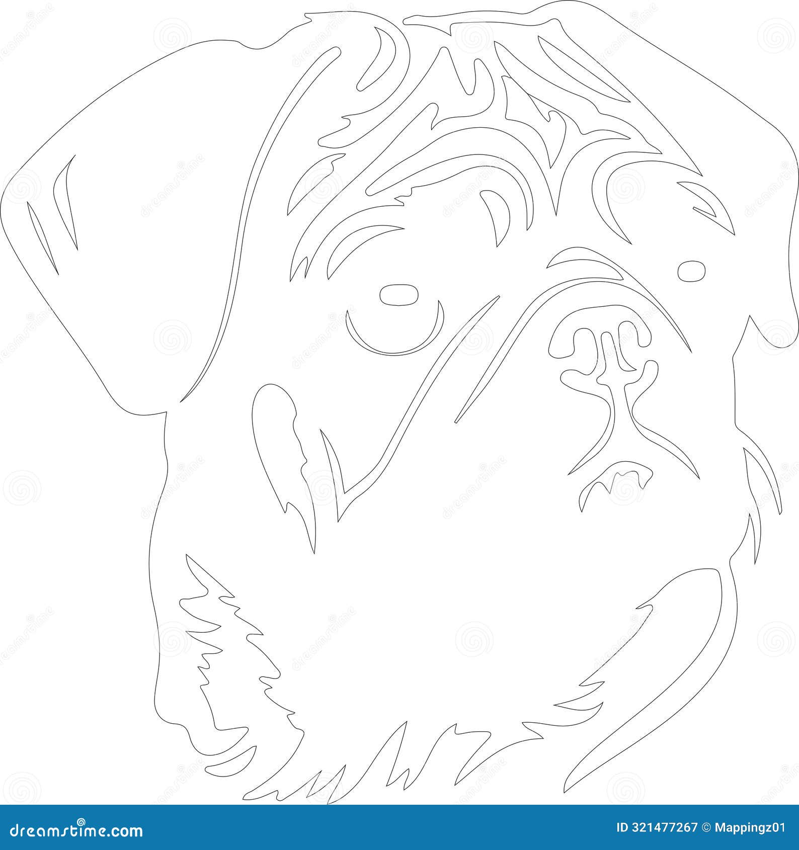 Pug Outline Silhouette Generative Ai Stock Vector - Illustration of ...