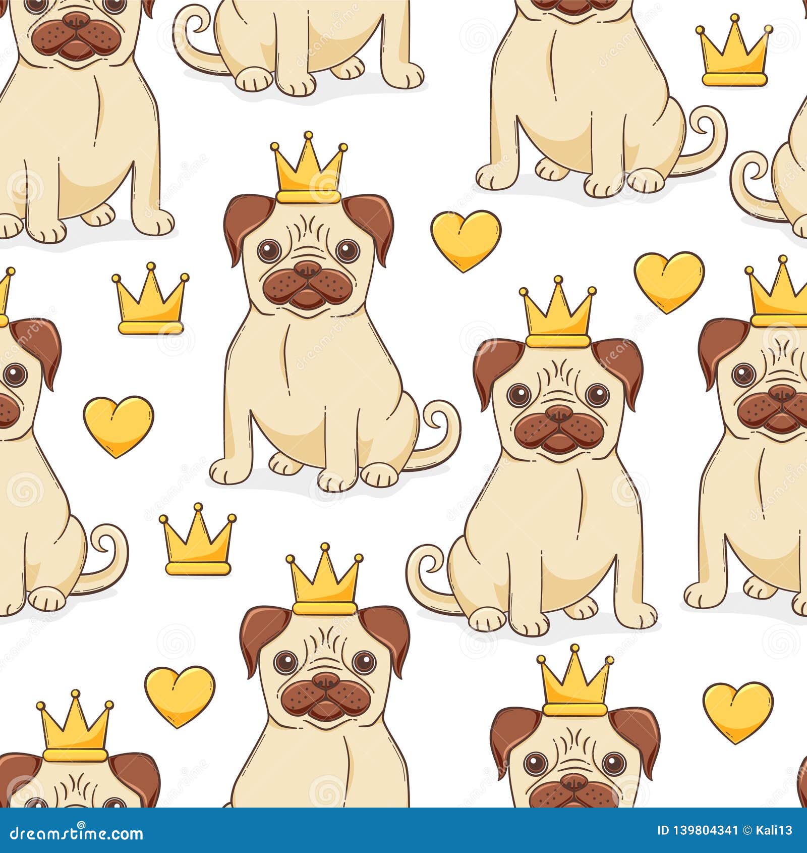 Pug princess illustration stock vector. Illustration of portrait ...