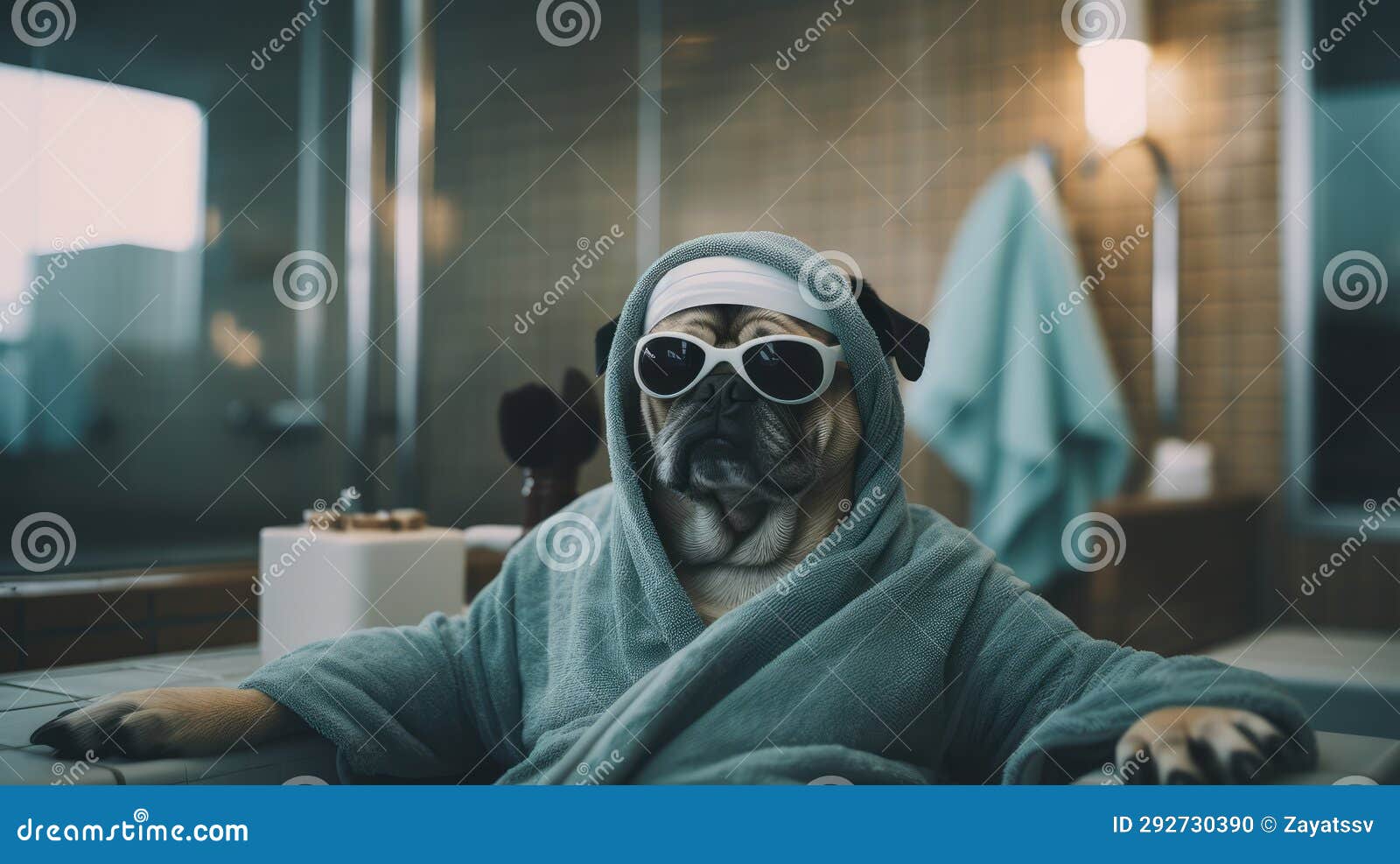 Pug Relaxed from Spa Procedures Stock Photo - Image of body, animal ...