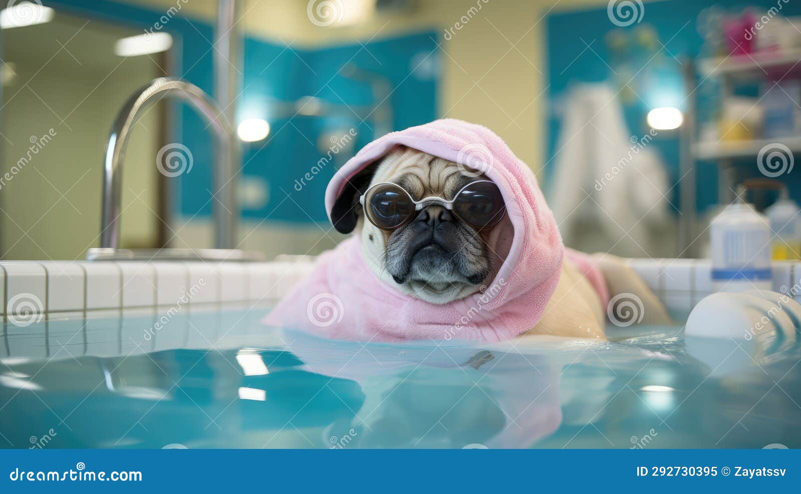 Pug Relaxed from Spa Procedures Stock Image - Image of bath, beauty ...