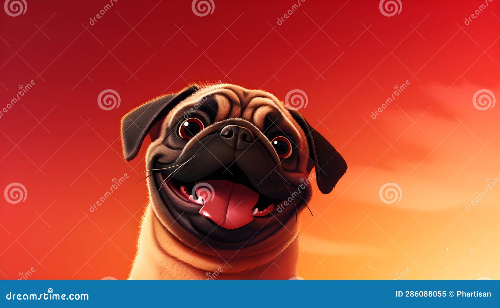 Pug-tastic Comedy: Comical Image of a Playful Pug Dog Stock ...