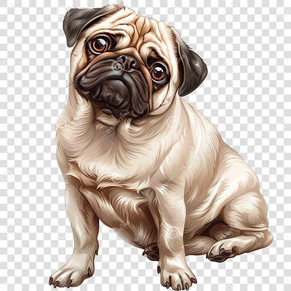 Pug Transparent Background Realistic Element Stock Illustration ...