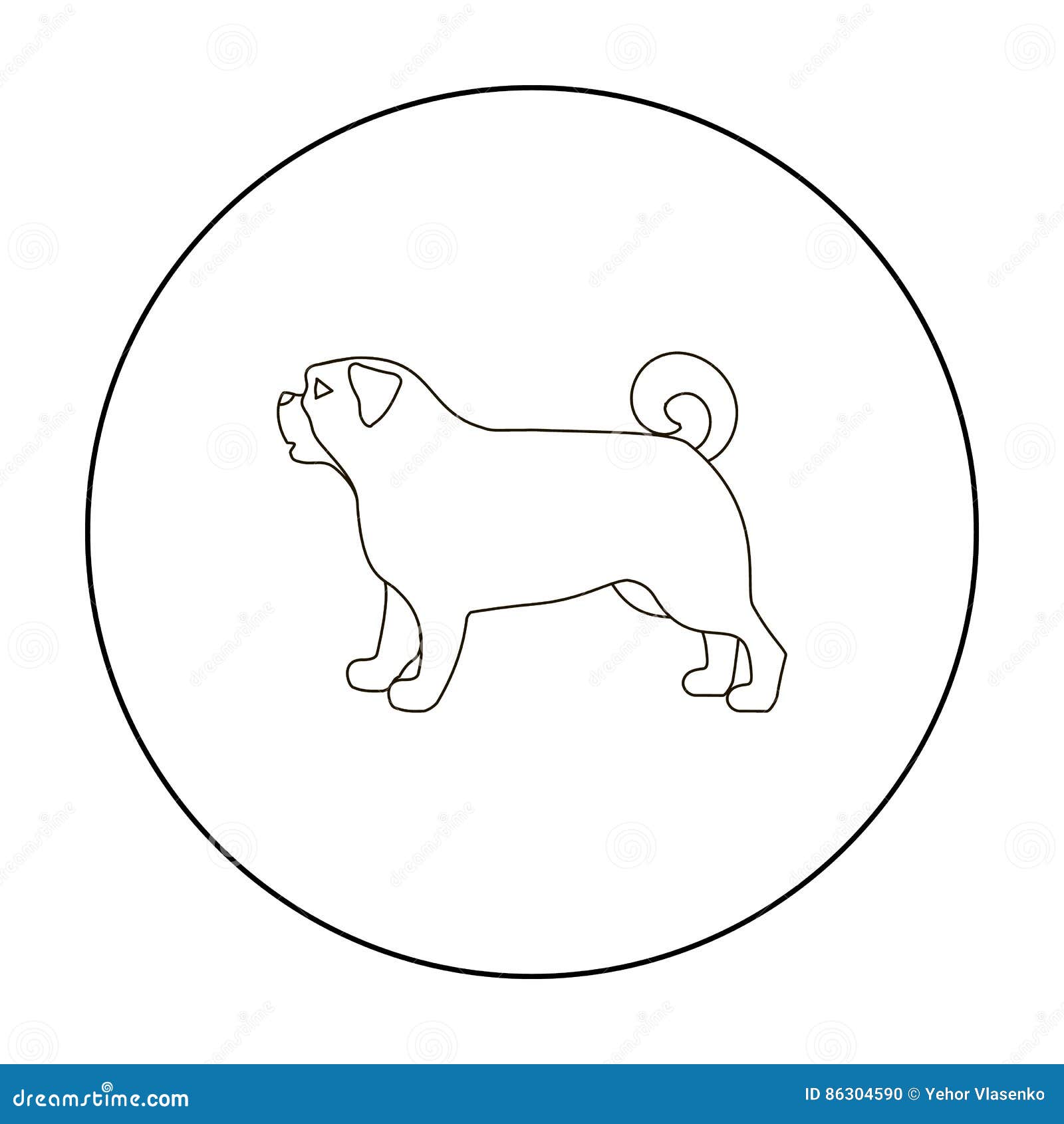 Pug Vector Icon in Outline Style for Web Stock Vector - Illustration of ...