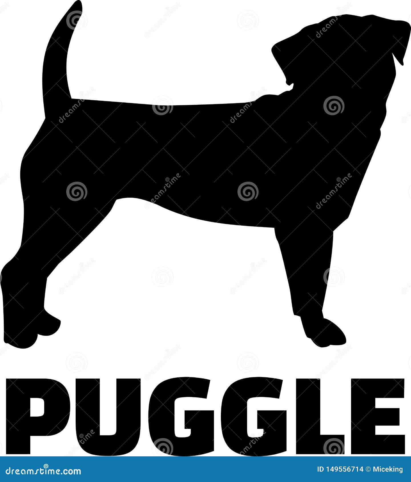 Puggle Silhouette with Name Stock Vector - Illustration of canine ...