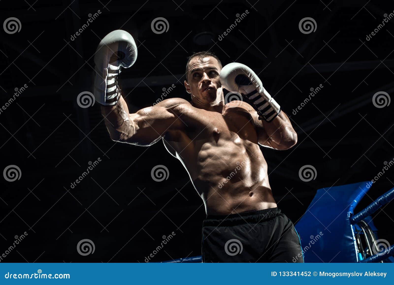 Pugile Di Perforazione Sul Ring Fotografia Stock - Immagine di scuro ...