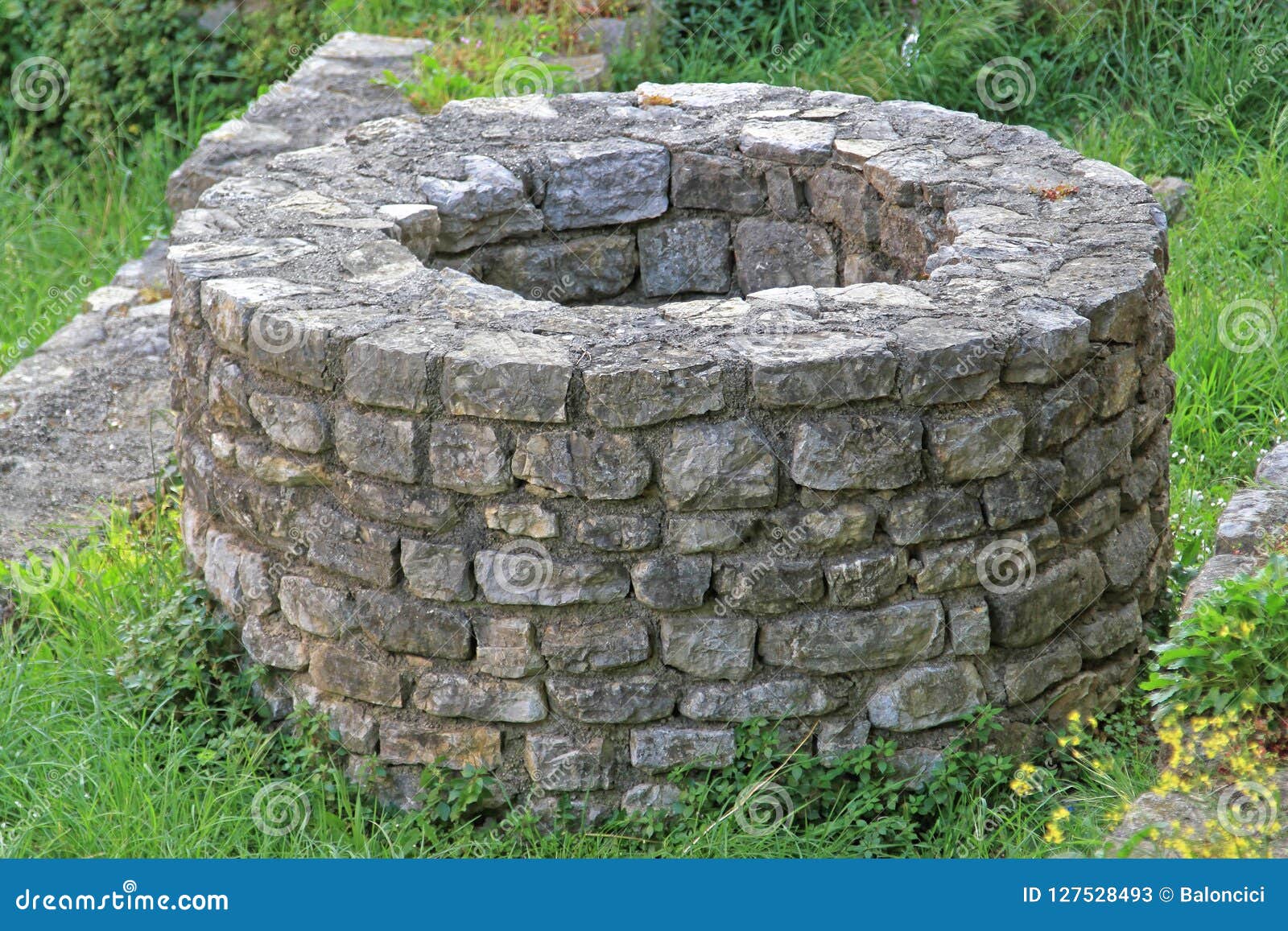 Puits d'eau en pierre image stock. Image du souterrain - 127528493