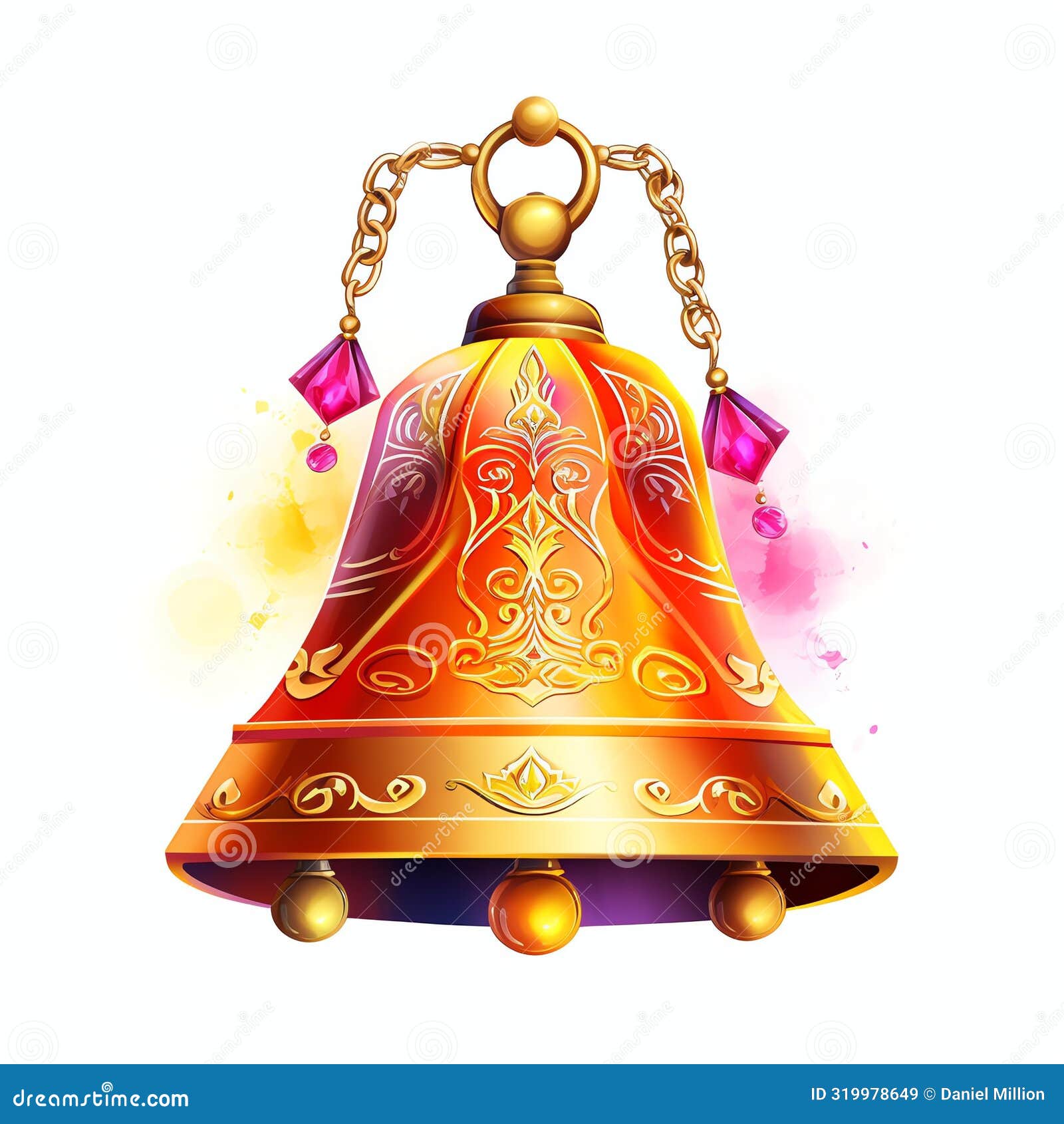 Puja Bell Diwali Watercolor Illustration Stock Illustration ...
